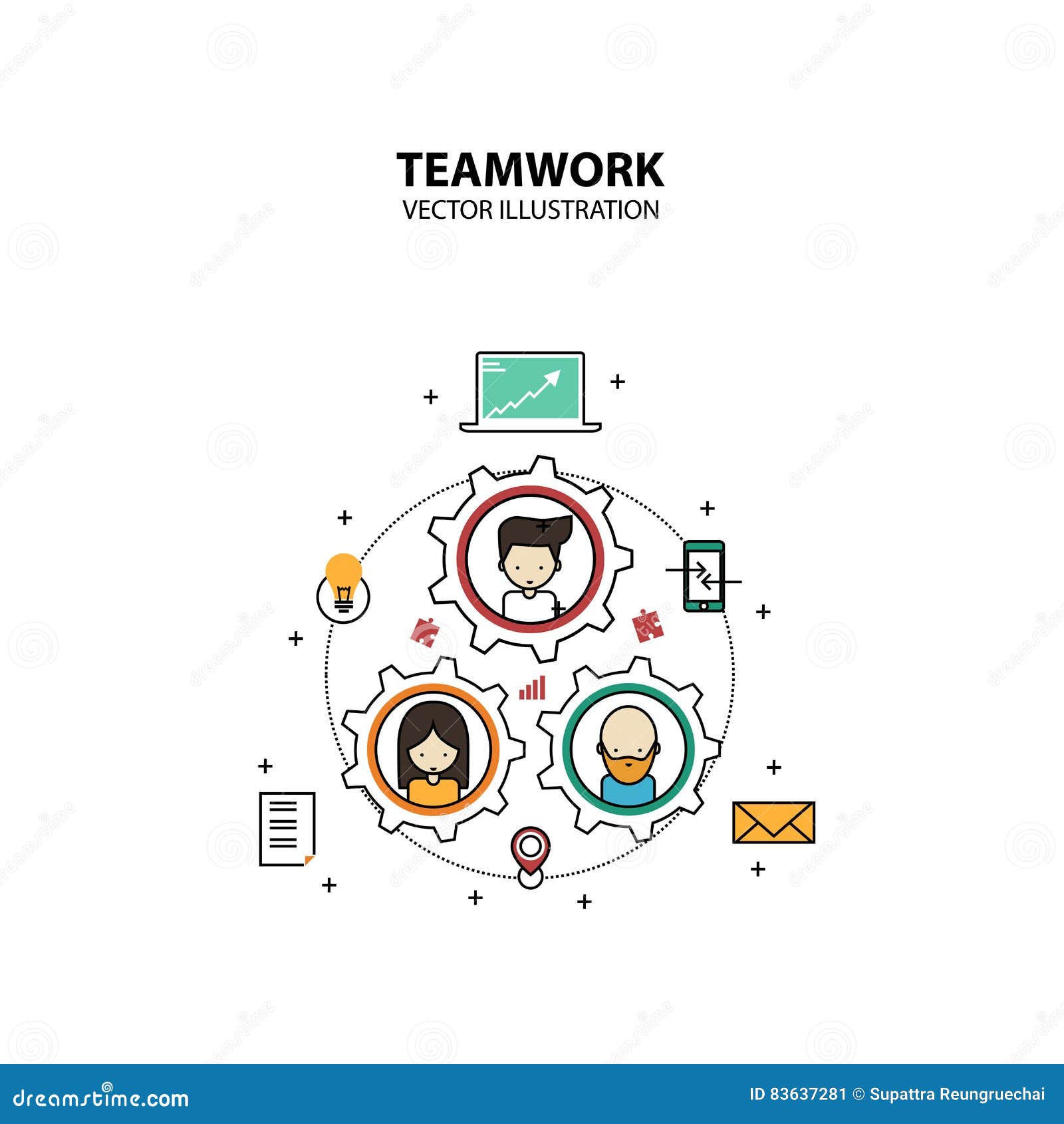 Teamwork Graphic Design Style Modern Stock Vector - Illustration of ...