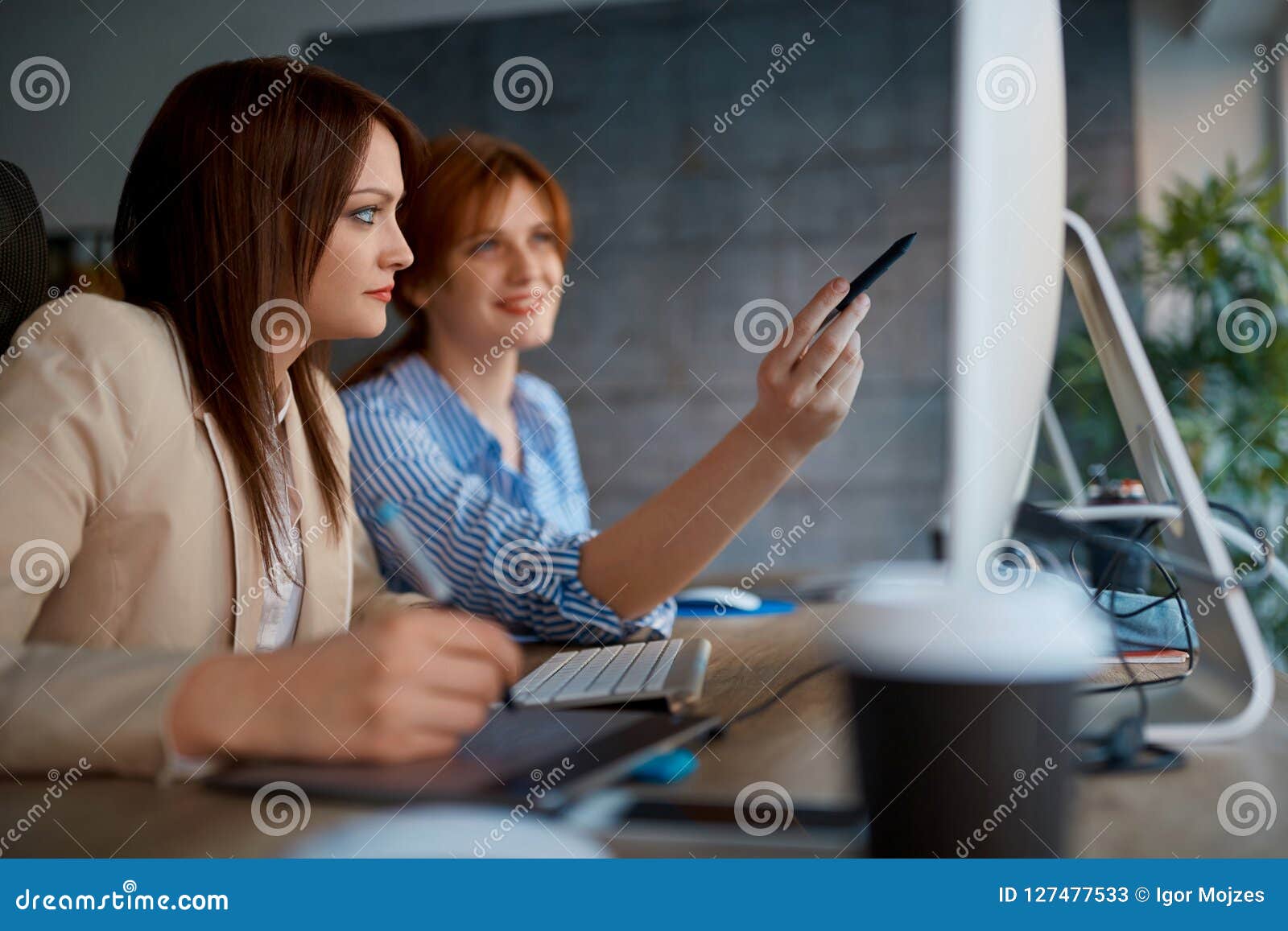 Teamwork in the Graphic Designer Studio Stock Image - Image of laptop ...