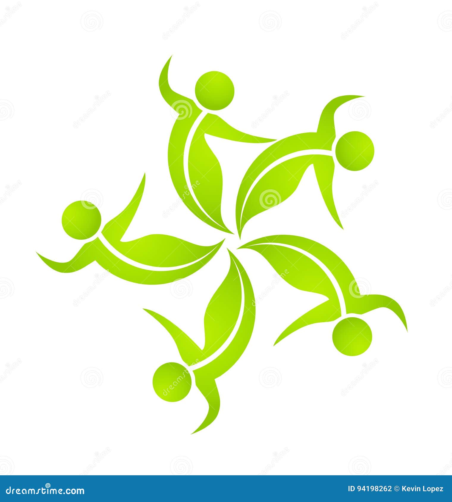 Teamwork Green Dancing People Logo Stock Vector - Illustration of card ...