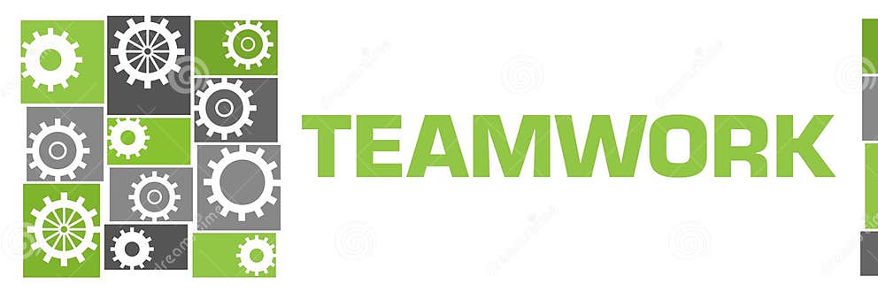 Teamwork Green Grey Gears Grid Left Stock Illustration - Illustration ...