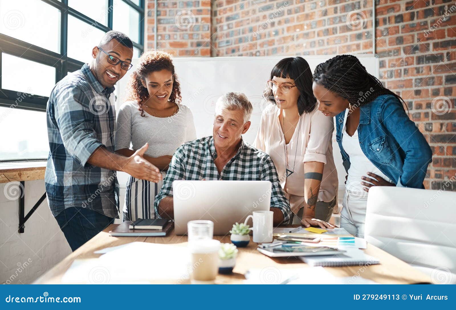 Teamwork, Group and Colleagues Using a Laptop Together or Collaboration ...