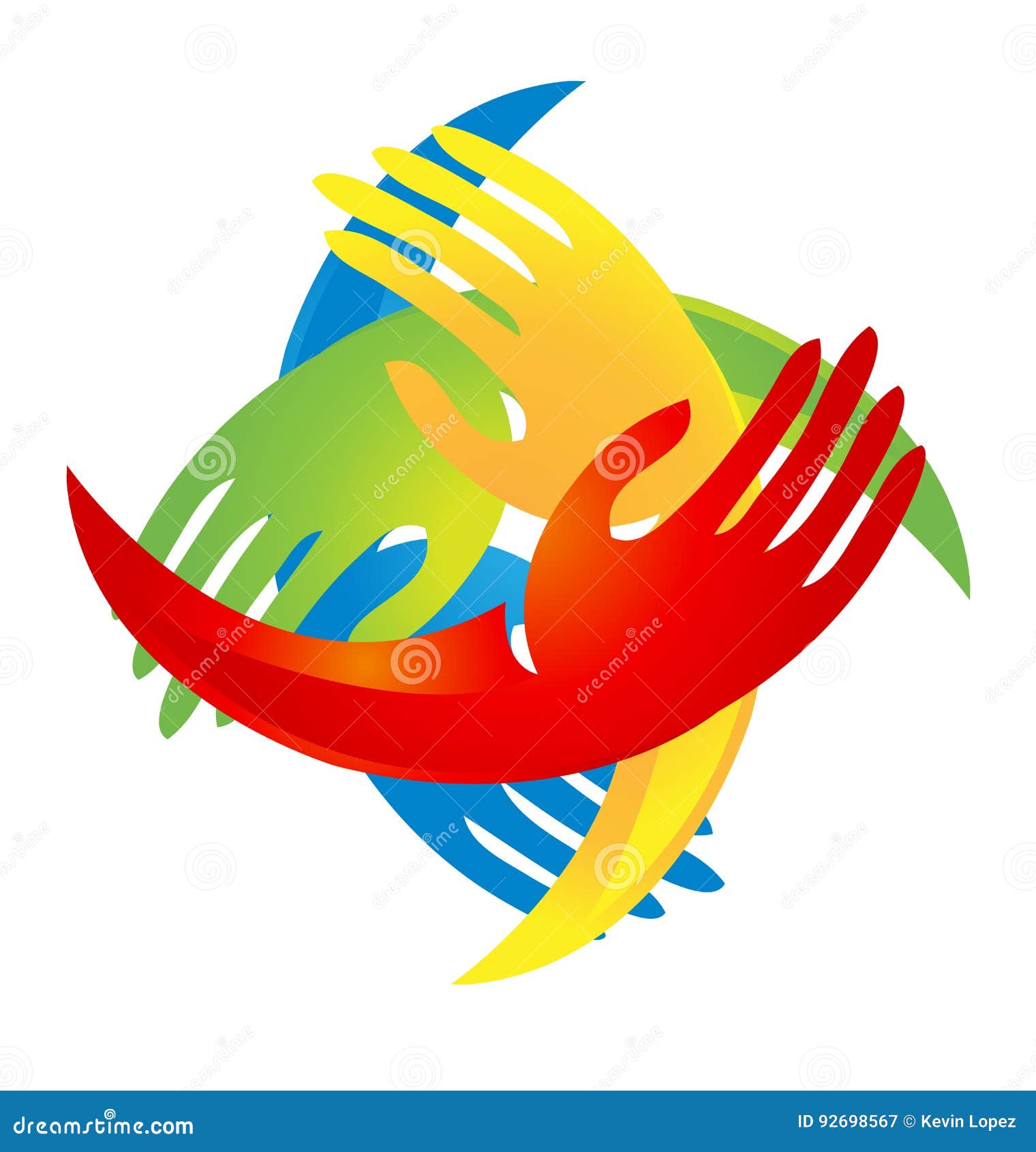 Teamwork Group of Hands Coming Together Logo Stock Vector ...