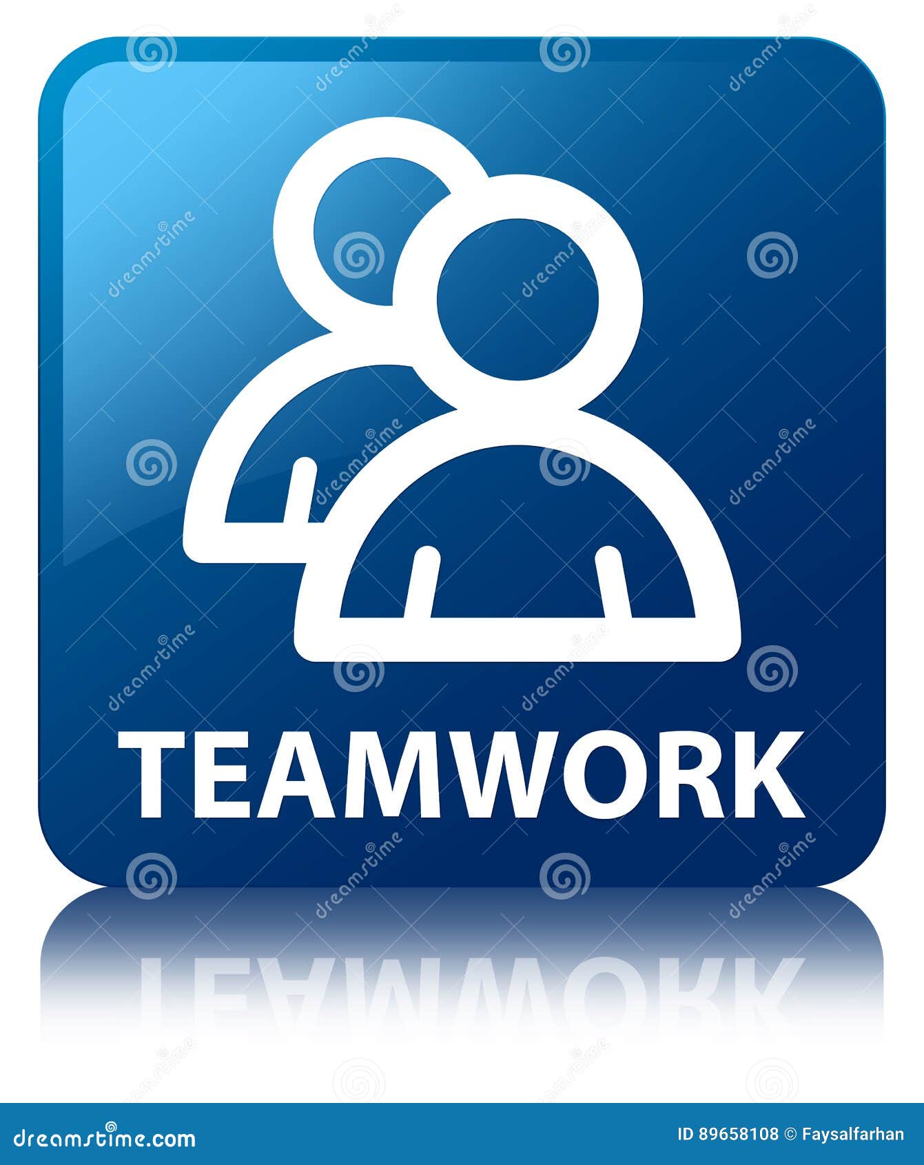 Teamwork (group Icon) Blue Square Button Stock Illustration ...