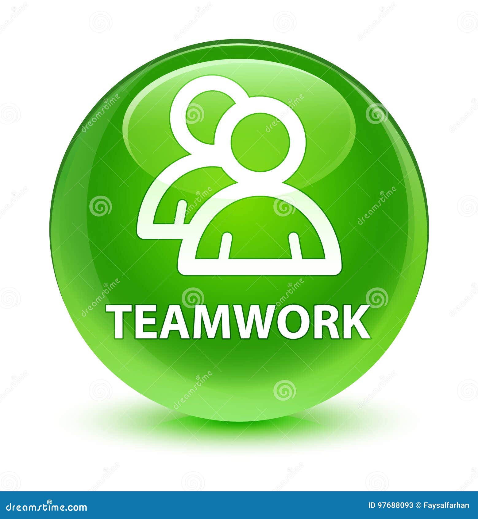 Teamwork (group Icon) Glassy Green Round Button Stock Illustration ...