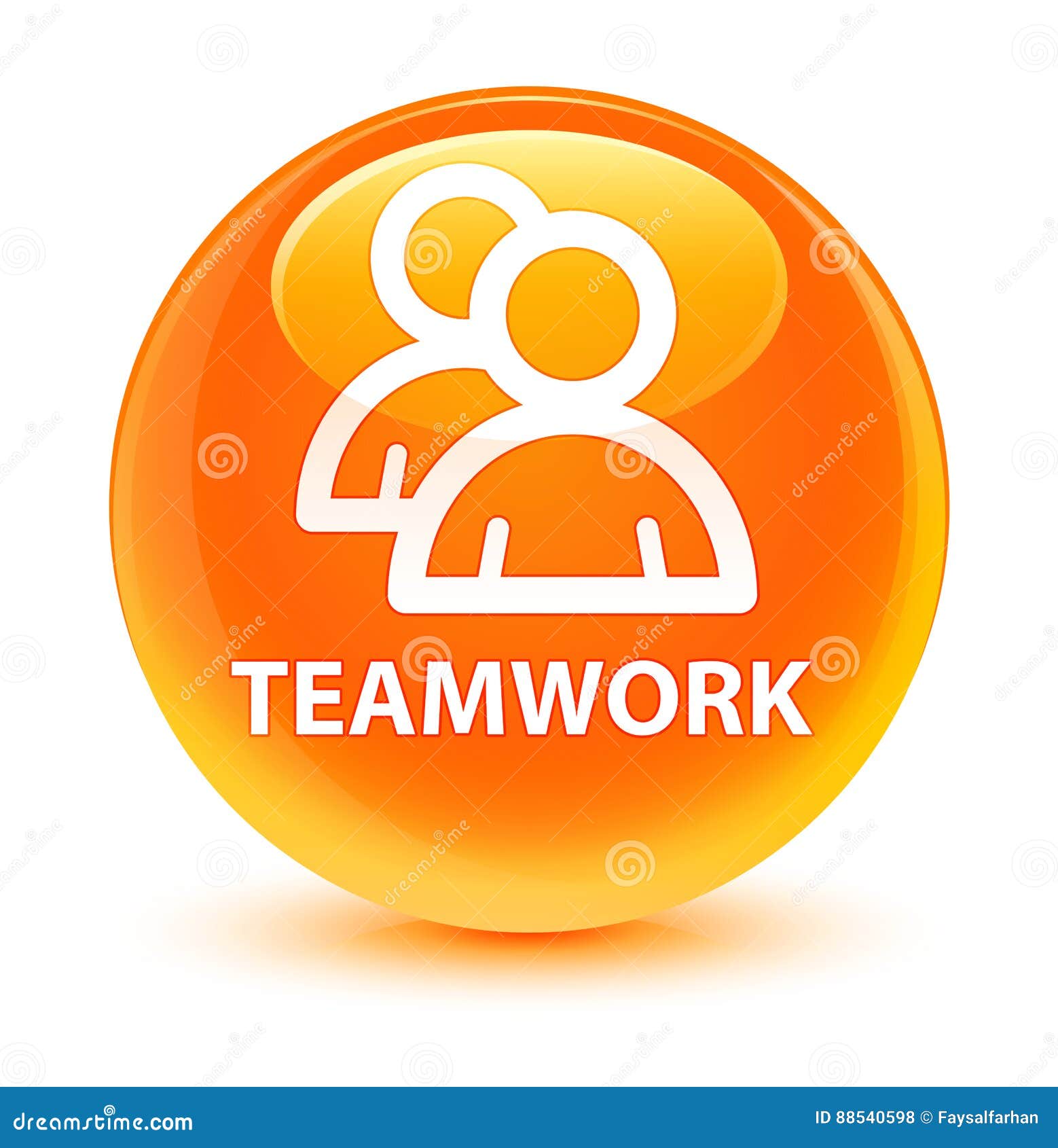 Teamwork (group Icon) Glassy Orange Round Button Stock Illustration ...