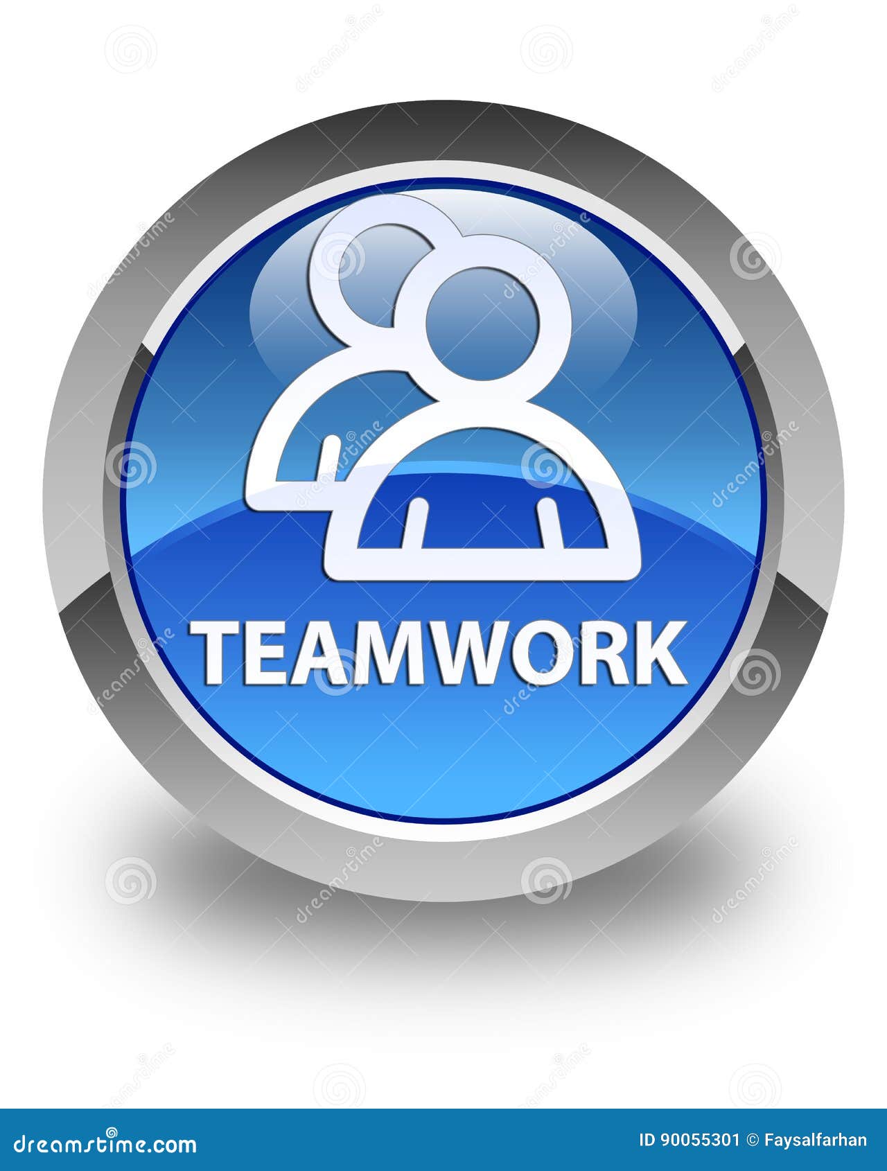 Teamwork (group Icon) Glossy Blue Round Button Stock Illustration ...