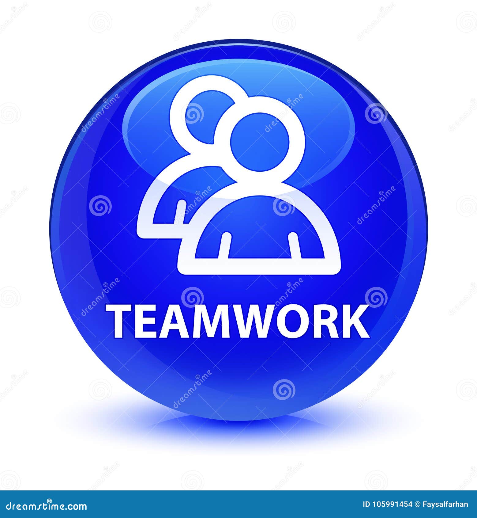 Teamwork (group Icon) Glassy Blue Round Button Stock Illustration ...