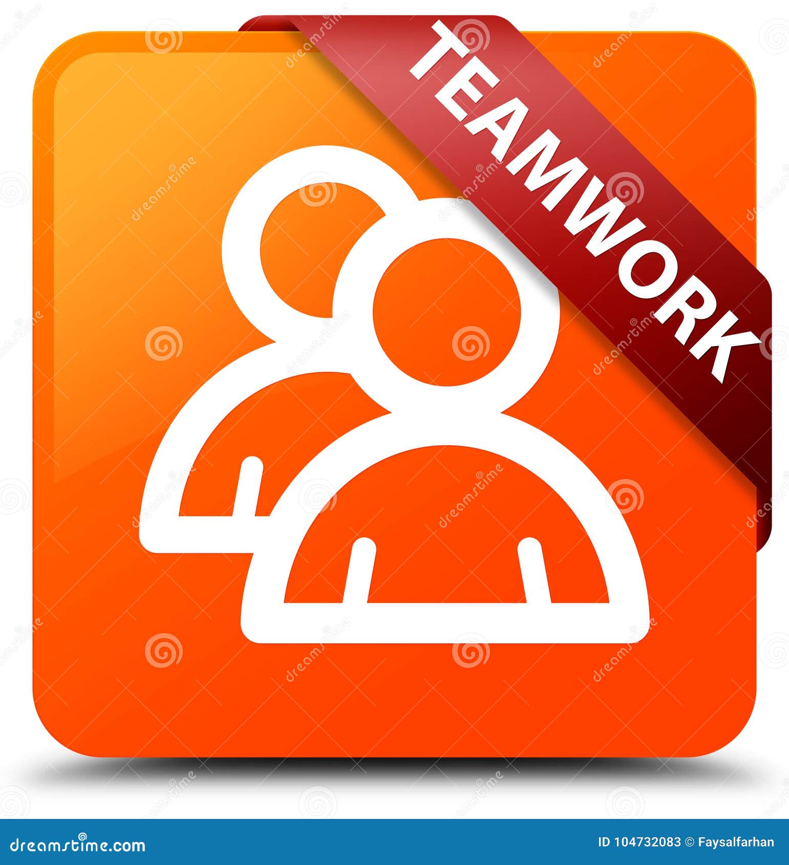 Teamwork (group Icon) Orange Square Button Red Ribbon in Corner Stock ...