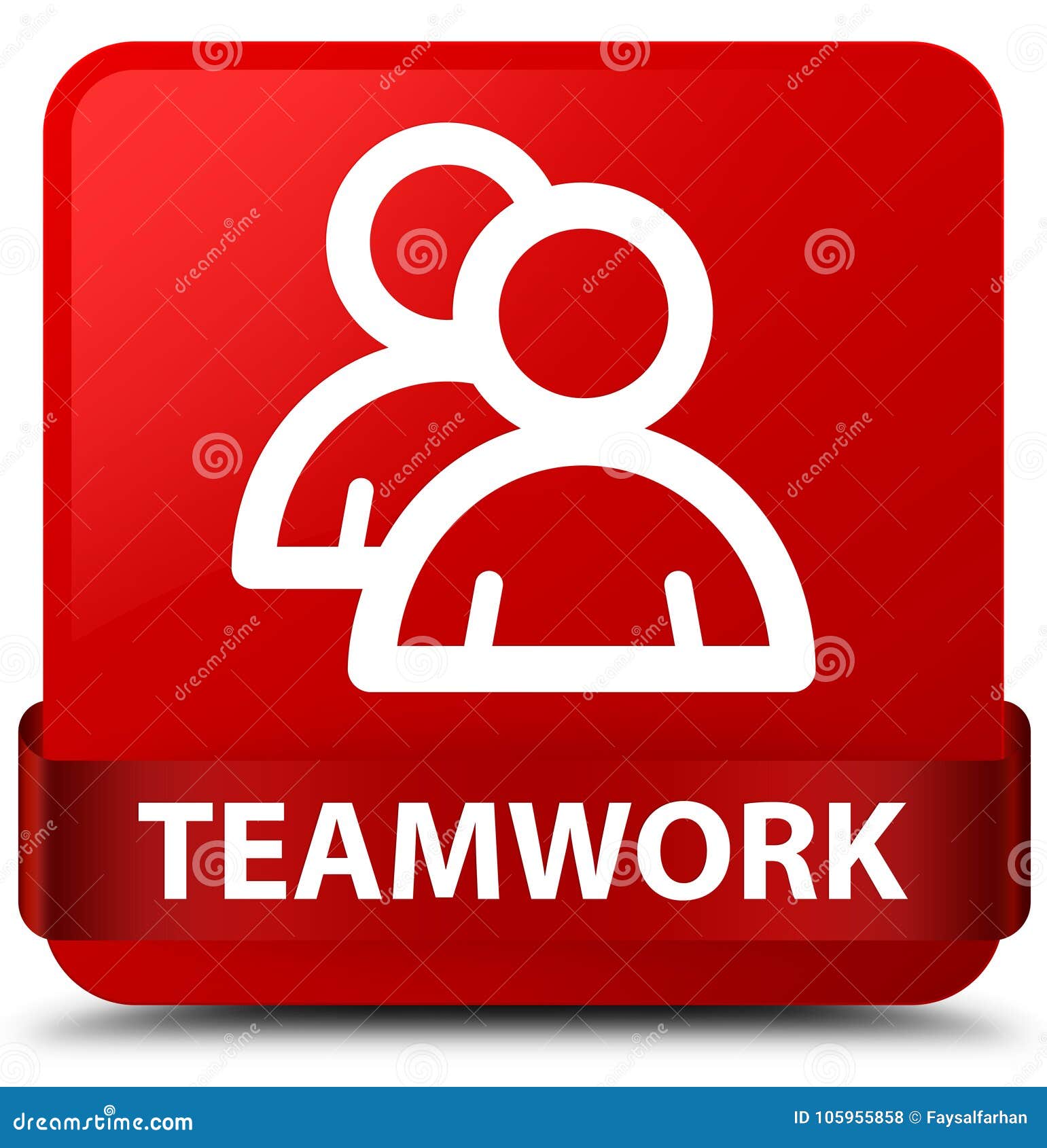 Teamwork (group Icon) Red Square Button Red Ribbon in Middle Stock ...