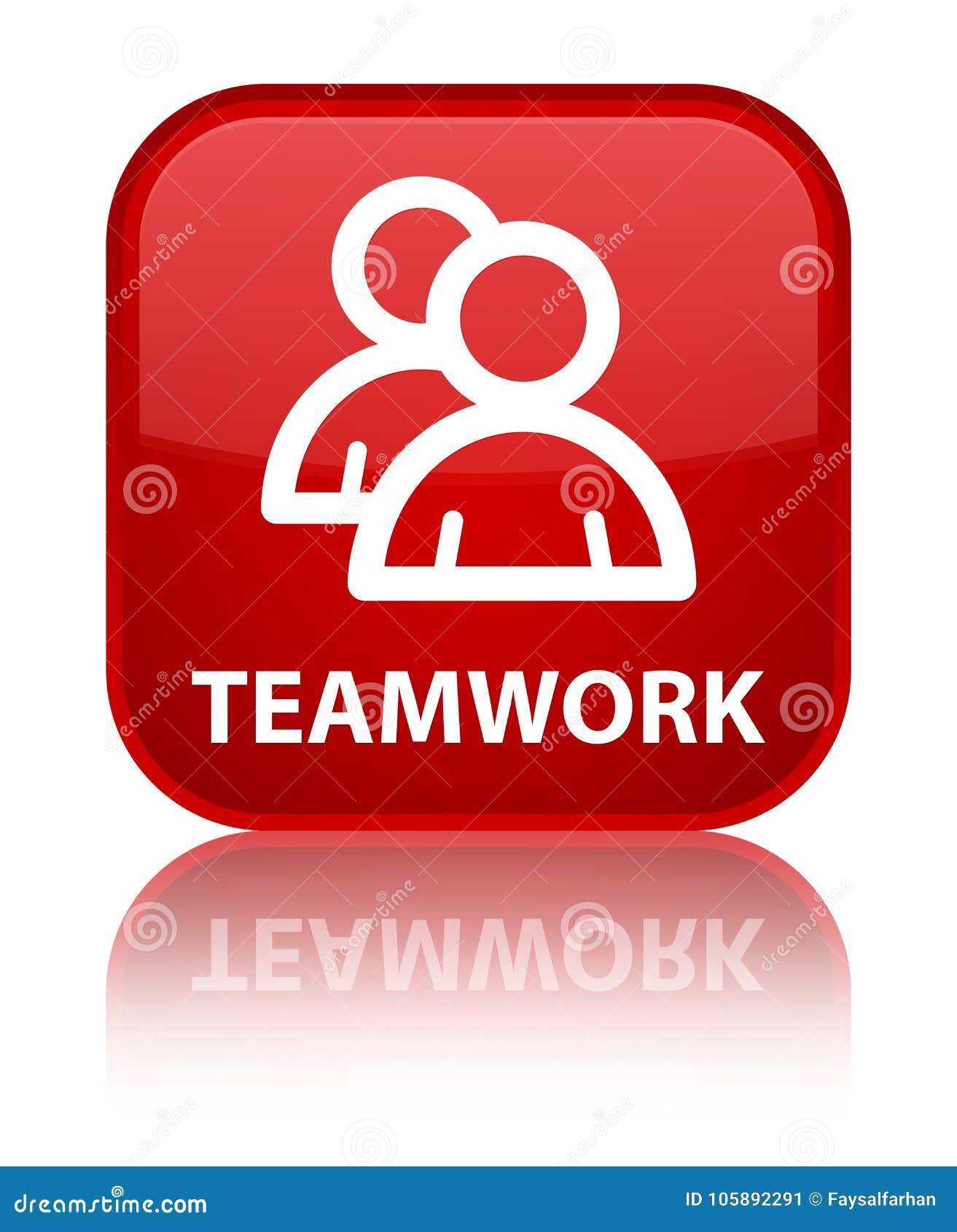 Teamwork (group Icon) Special Red Square Button Stock Illustration ...