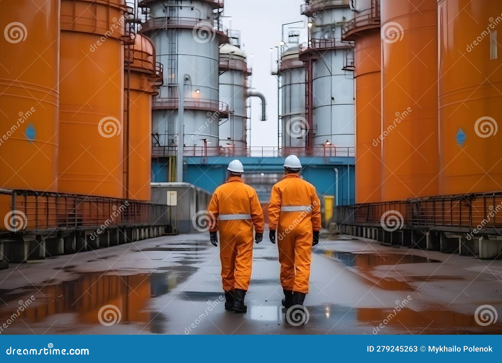 Teamwork: Group of Industrial Workers in a Refinery - Oil Processing ...