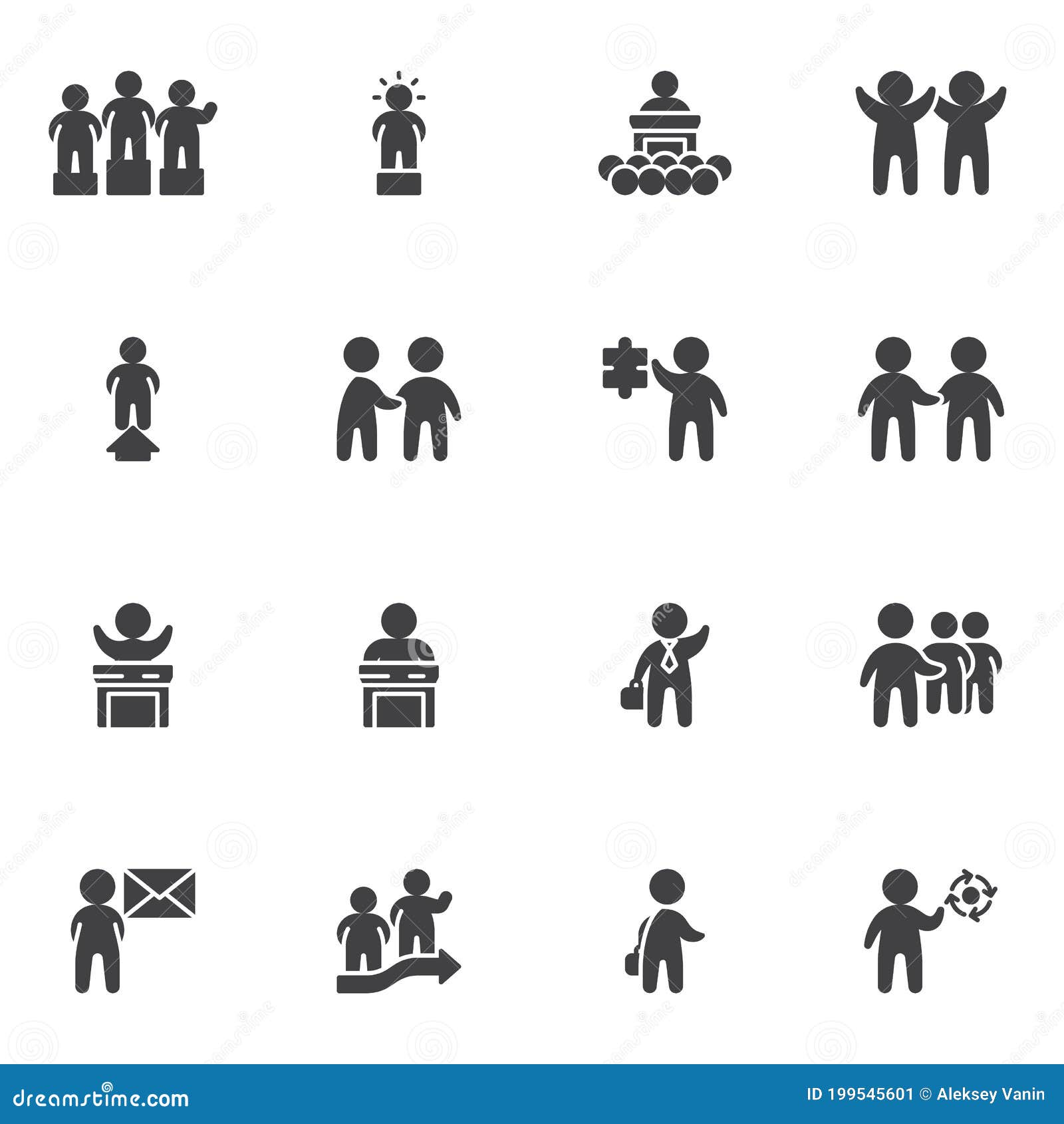 Teamwork Group Vector Icons Set Stock Vector - Illustration of perfect ...