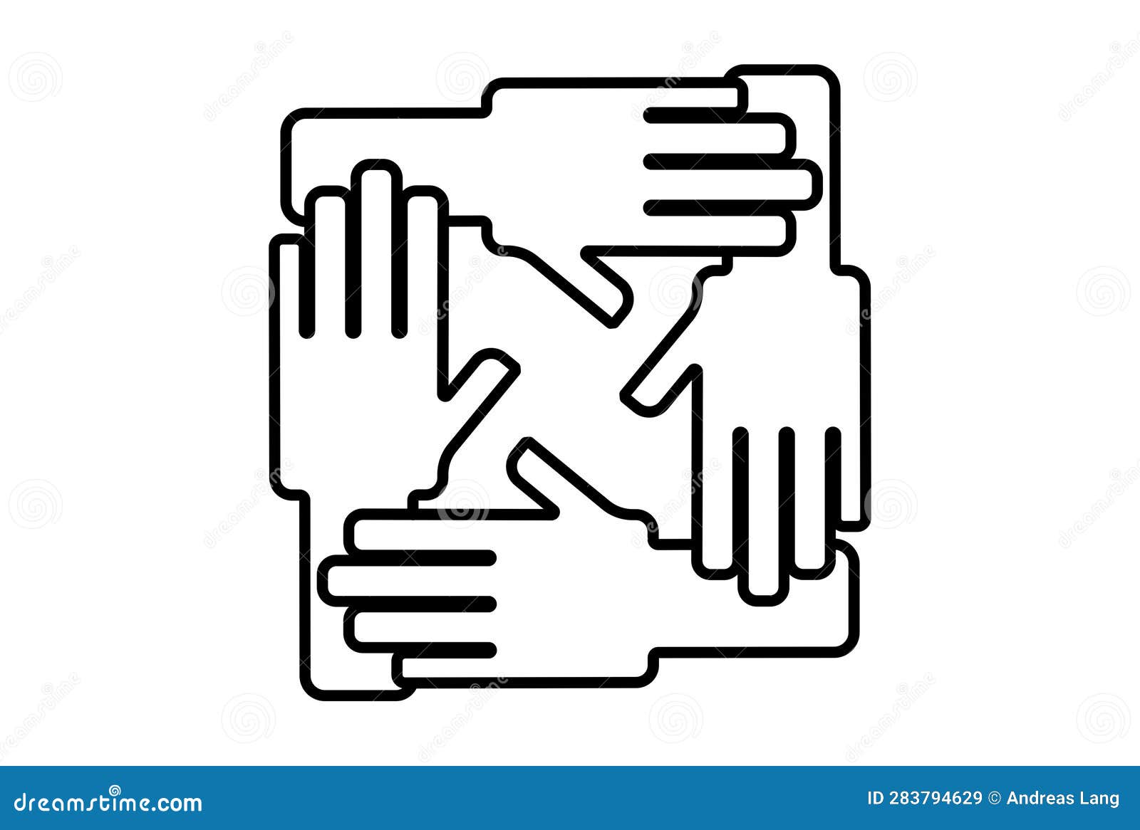 Teamwork Hand Icon Gesture Line Symbol Web App Sign Stock Illustration ...