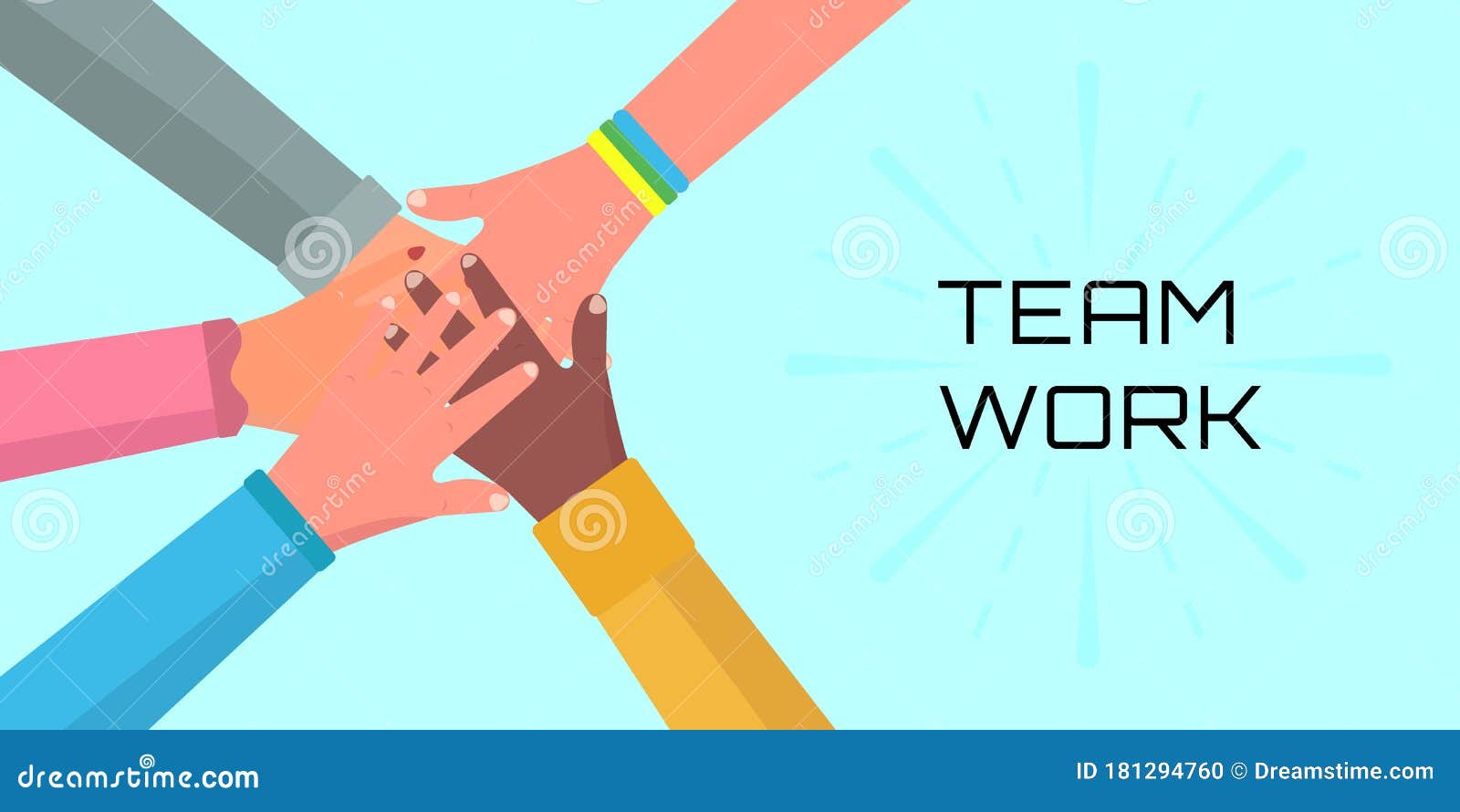 Teamwork, hands people. stock vector. Illustration of connection ...