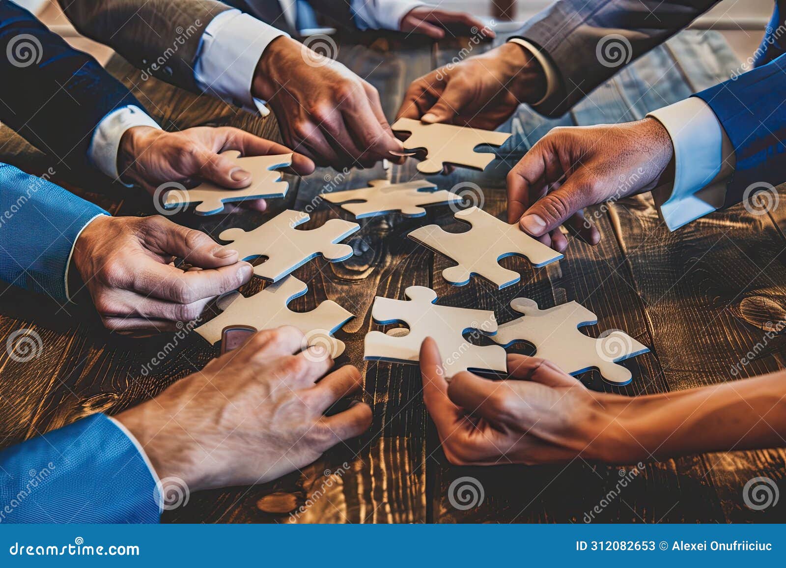Teamwork Hands Around a Table Stock Image - Image of power, office ...
