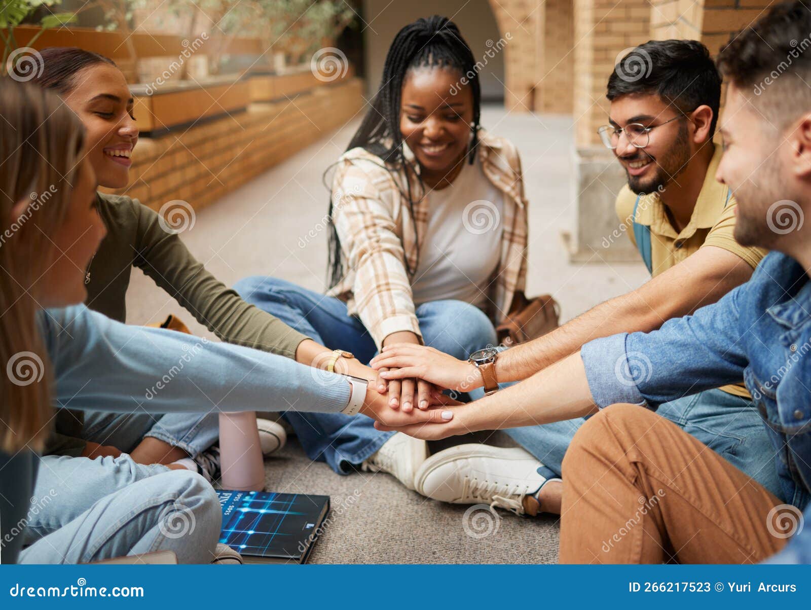 Teamwork, Hands and Collaboration of Students in University for Unity ...