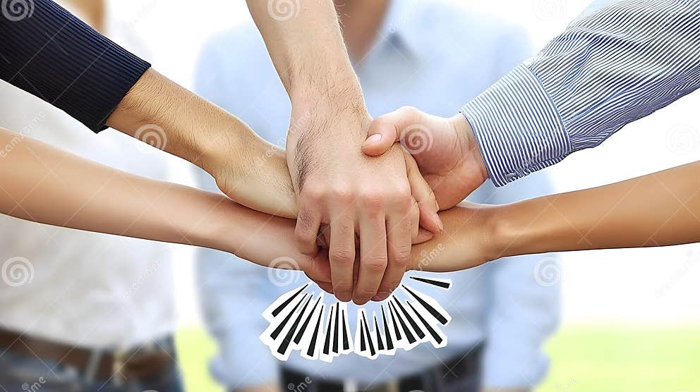 Teamwork: Hands Coming Together in Unity Stock Image - Image of ...