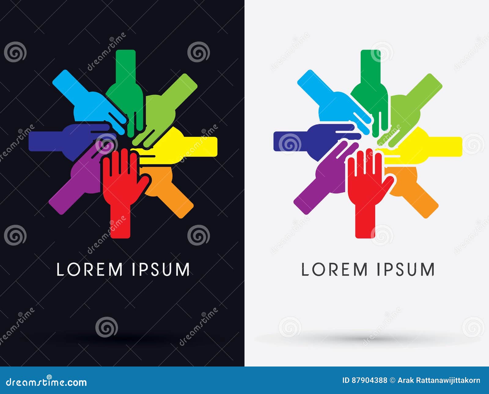 Teamwork Hands Logo Cartoon Vector | CartoonDealer.com #154859003