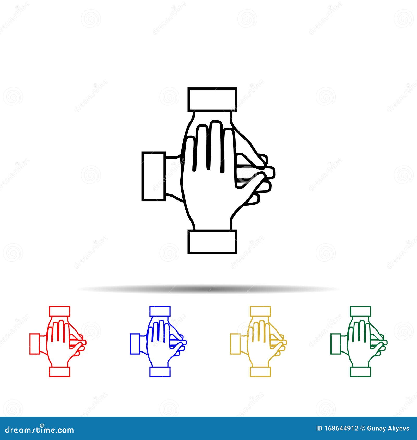 Teamwork Hands Multi Color Style Icon. Simple Thin Line, Outline Vector ...