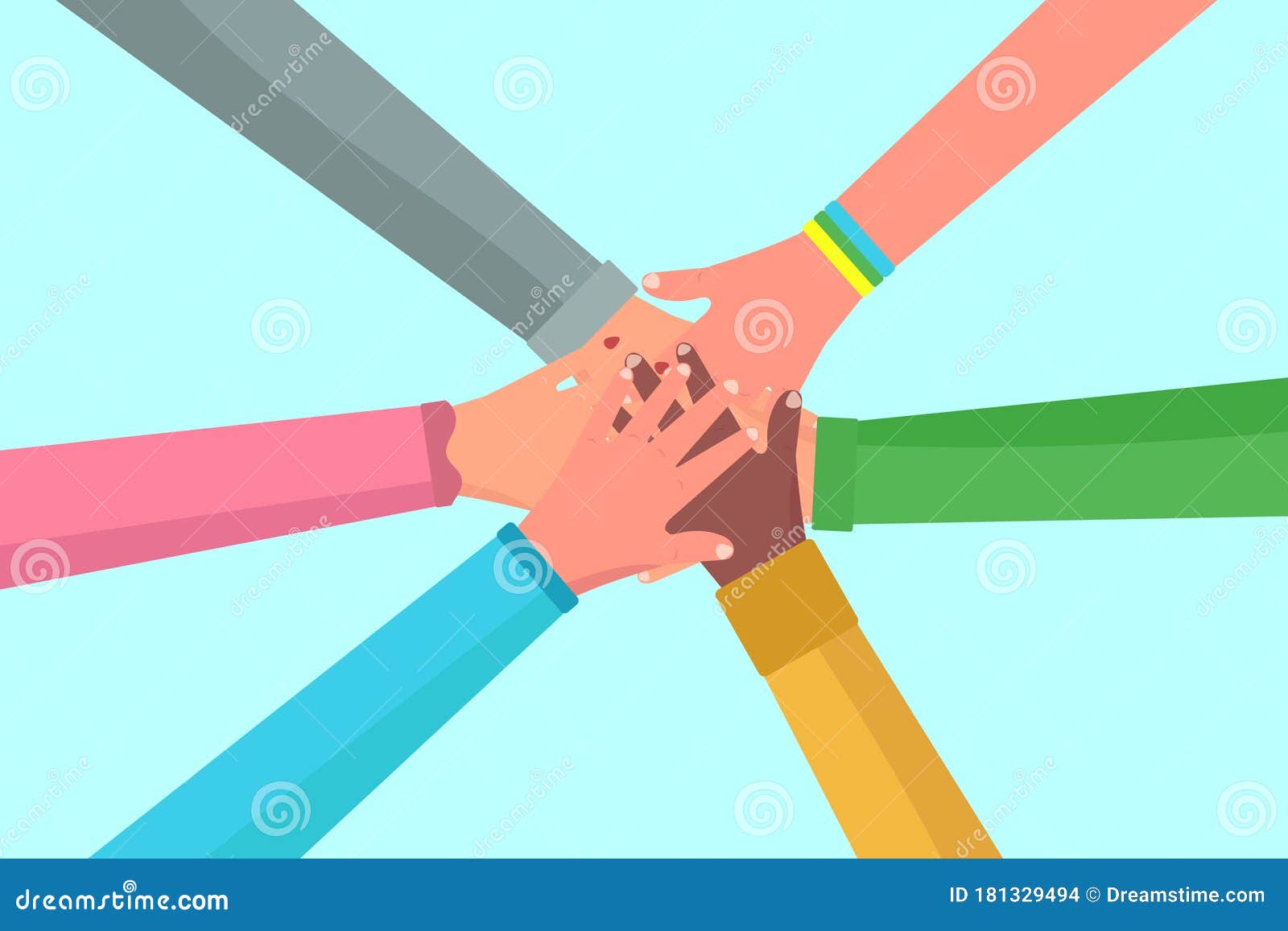 Teamwork, hands people. stock vector. Illustration of lifestyle - 181329494