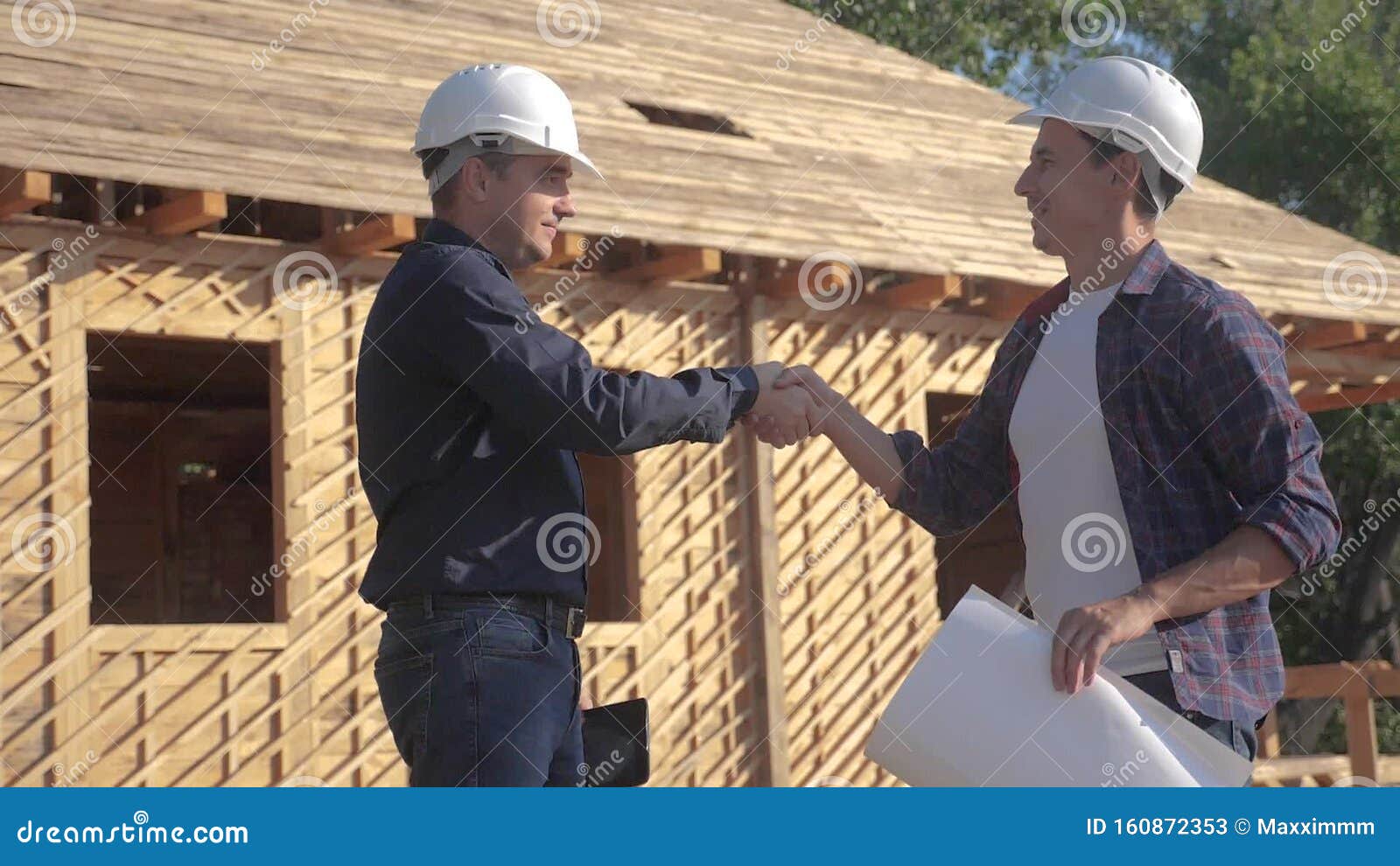 Teamwork Handshake. Concept Building Constructing Architect Slow Motion ...