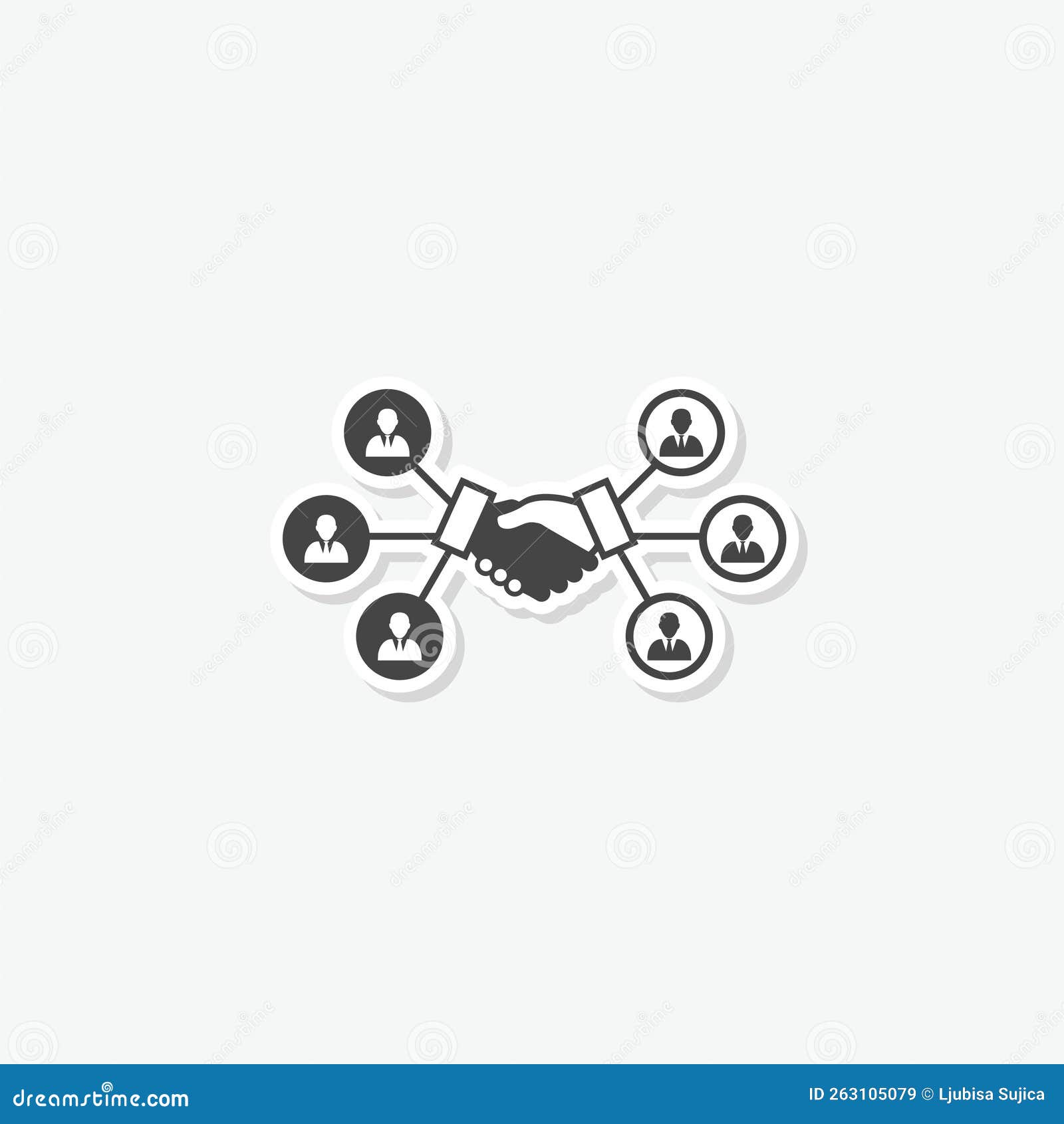 Teamwork Handshake Icon Sticker Isolated on White Stock Vector ...