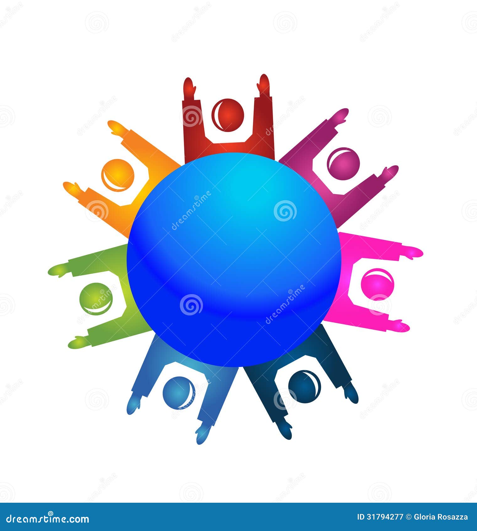 Teamwork Happy People Around World Stock Vector - Illustration of ...