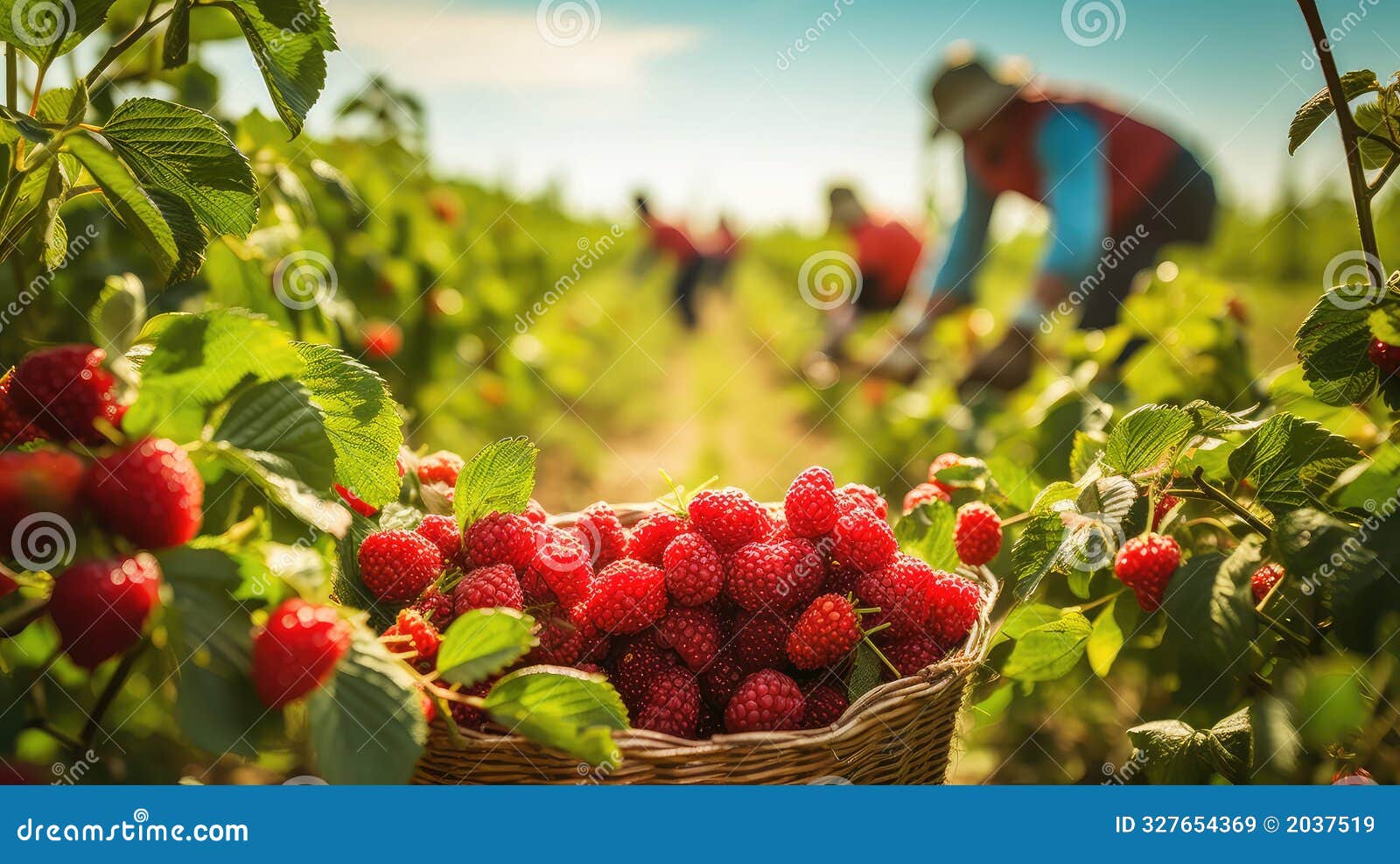Teamwork Harvest Raspberry Fruit Stock Illustration - Illustration of ...