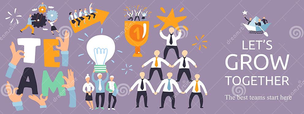 Teamwork Header stock vector. Illustration of poster - 113792440