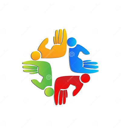 Teamwork Helping Hand People Figures Vector Logo Stock Vector ...