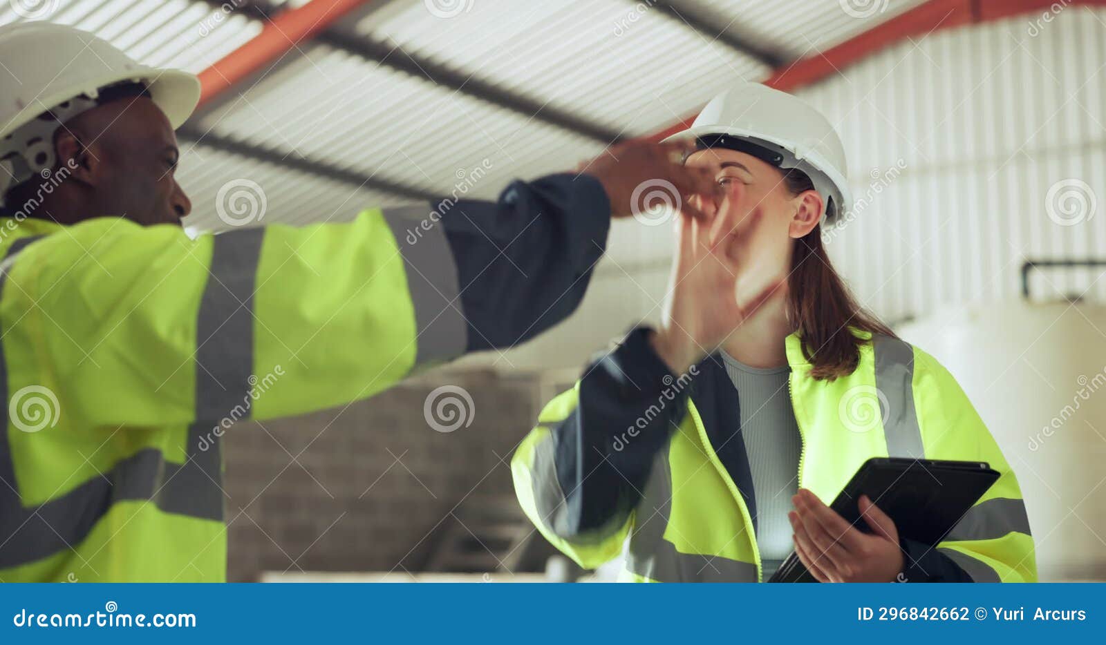 Teamwork, High Five and Construction Worker People Laughing in a ...