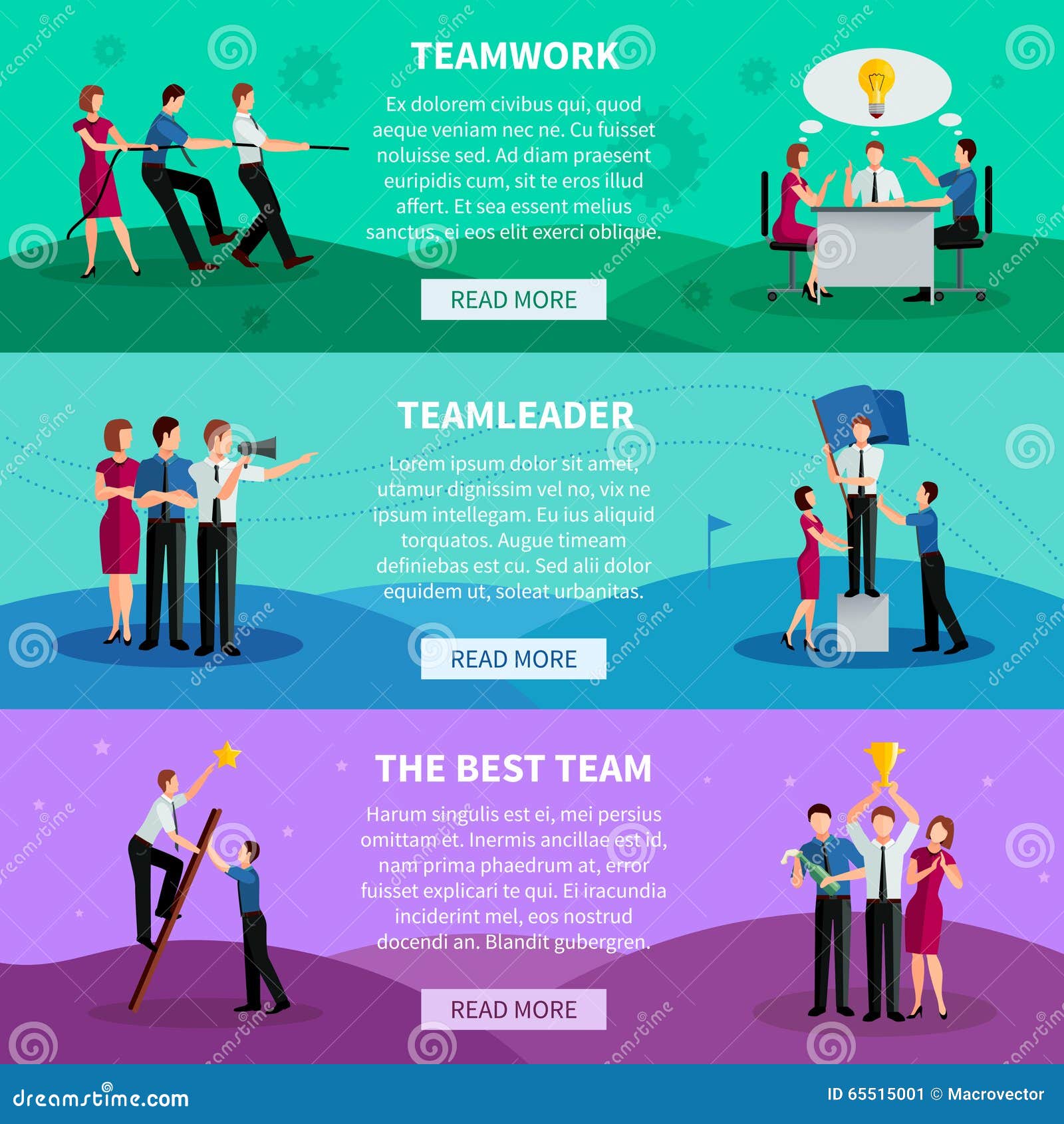 Teamwork Horizontal Banners Stock Vector - Illustration of management ...