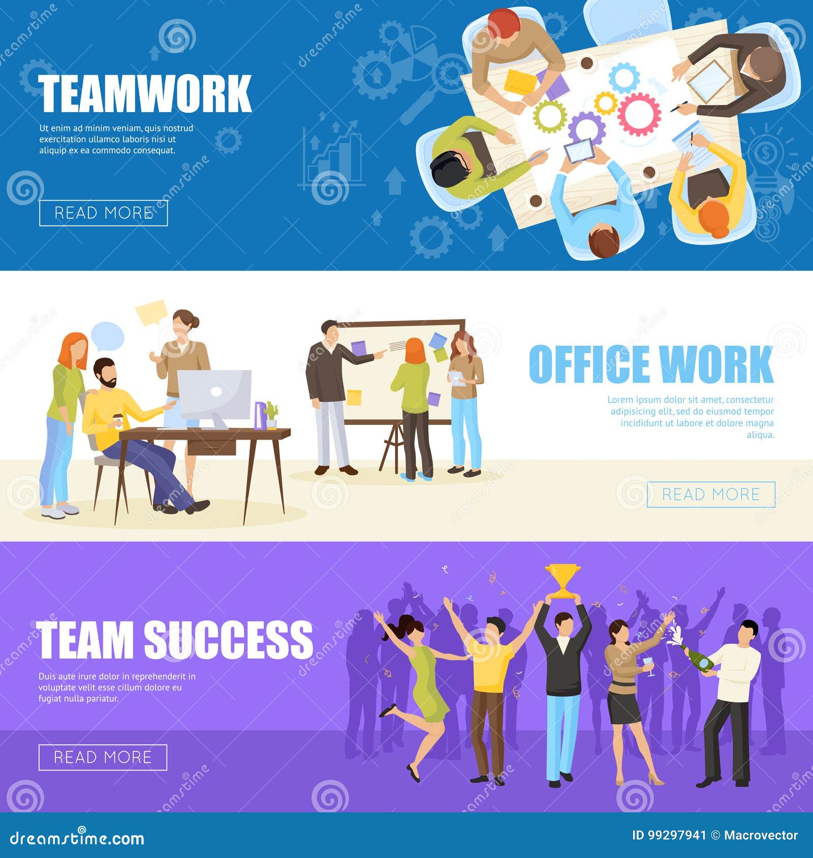 Teamwork Banners Set stock vector. Illustration of diagram - 99297941