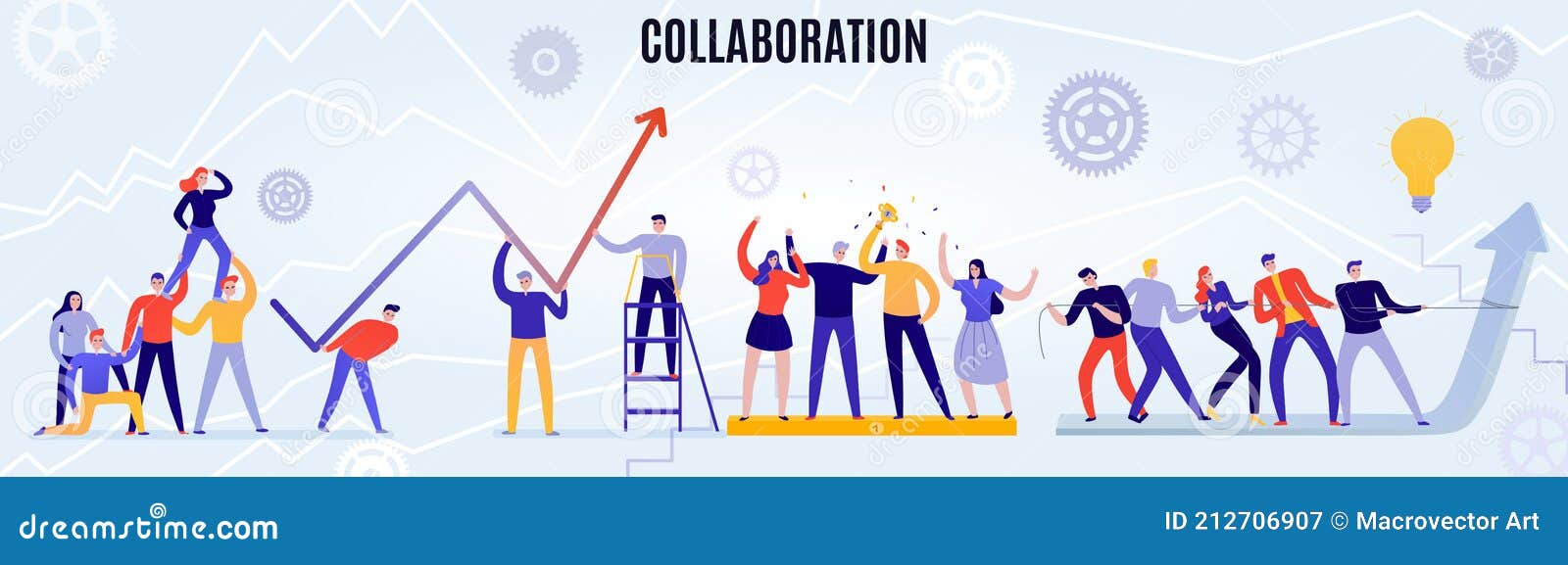 Teamwork, Set Of Horizontal Teamwork Banners. Vector Illustration Of ...