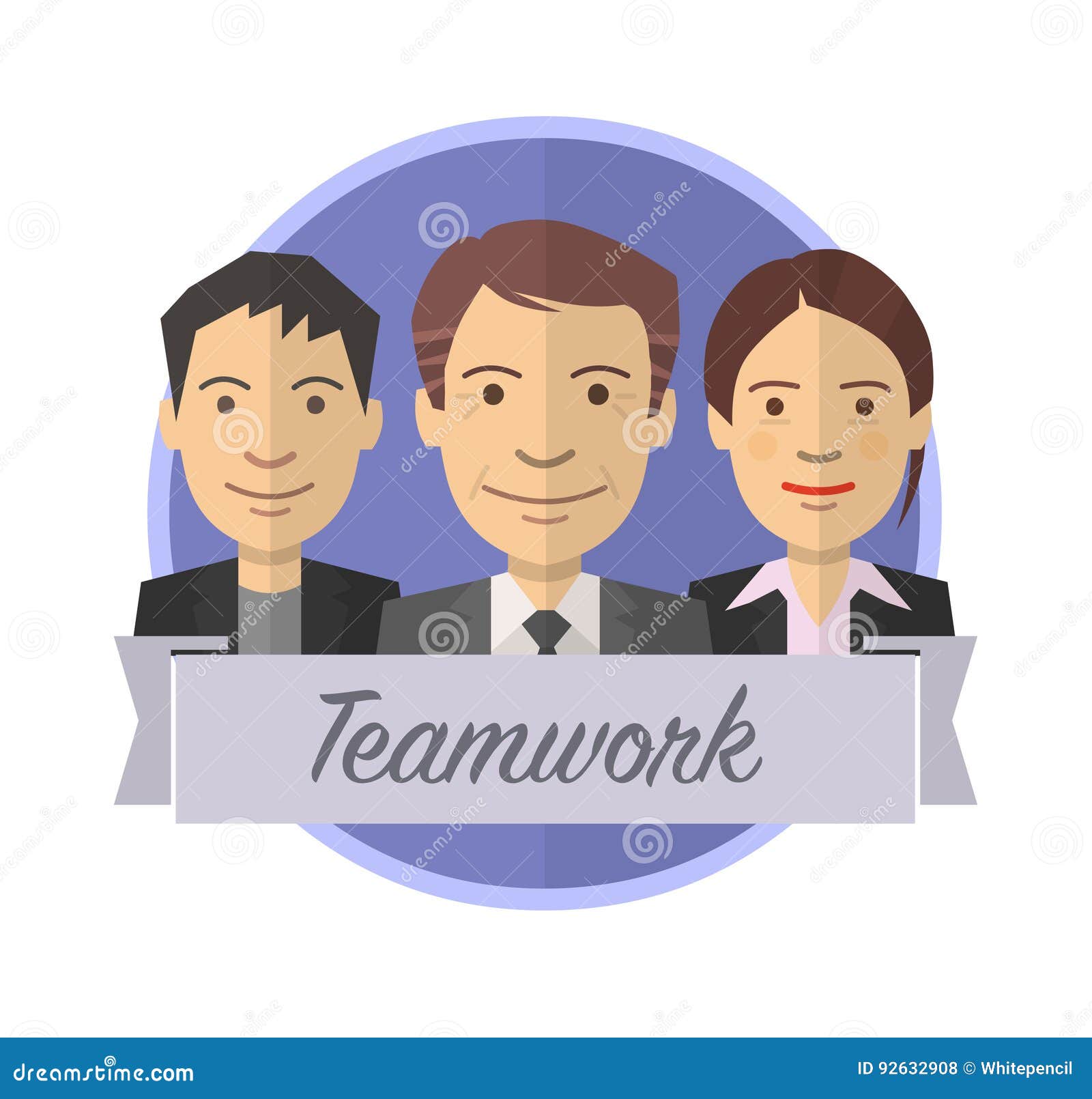 Teamwork Icon Badge. Flat Vector Style. Stock Vector - Illustration of ...
