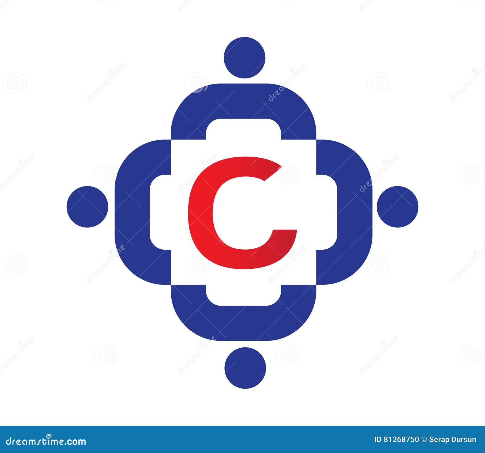 Teamwork Icon with C stock illustration. Illustration of company - 81268750