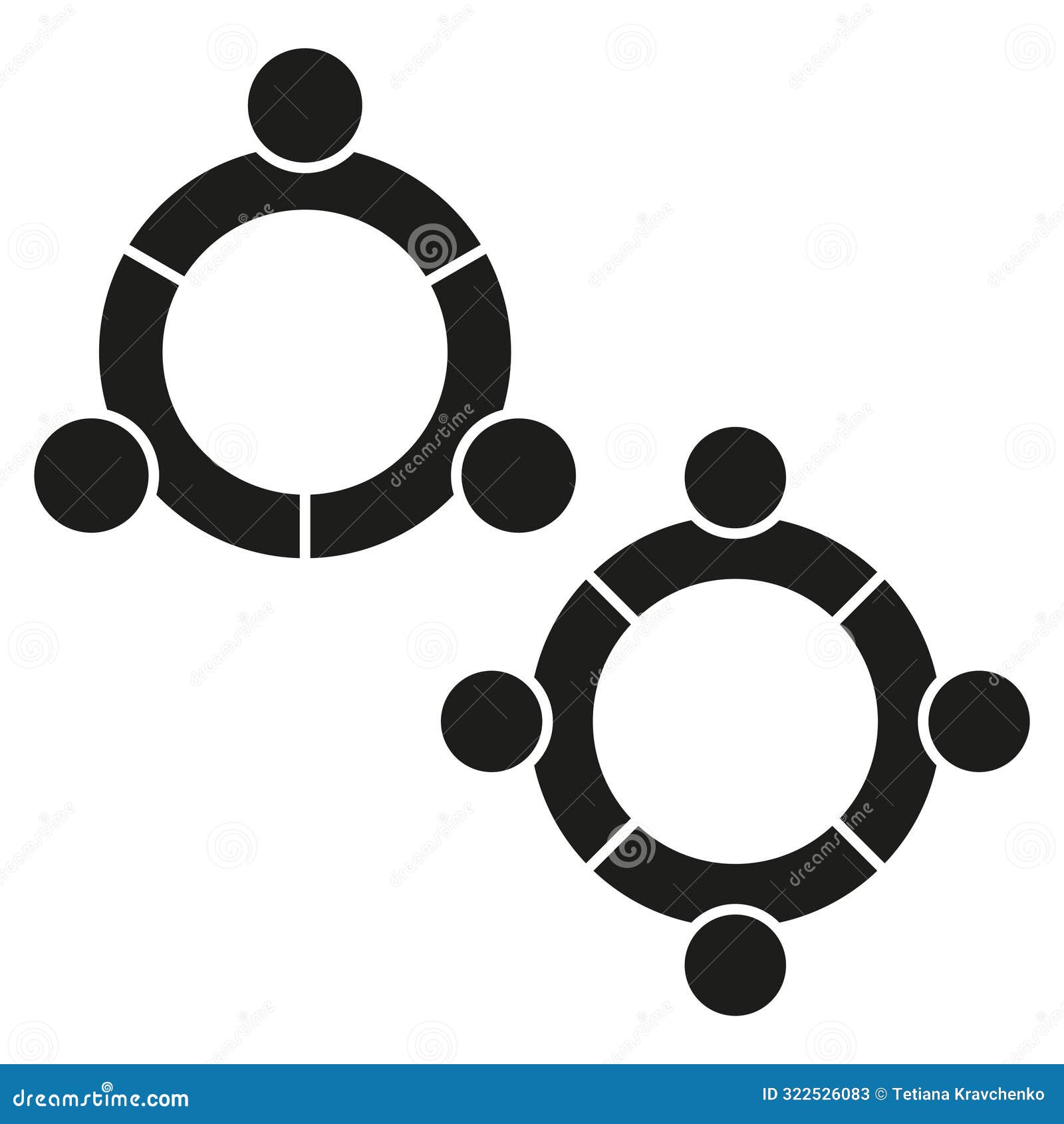 Teamwork Icon. Collaboration Symbol. Circle of People. Black and White ...