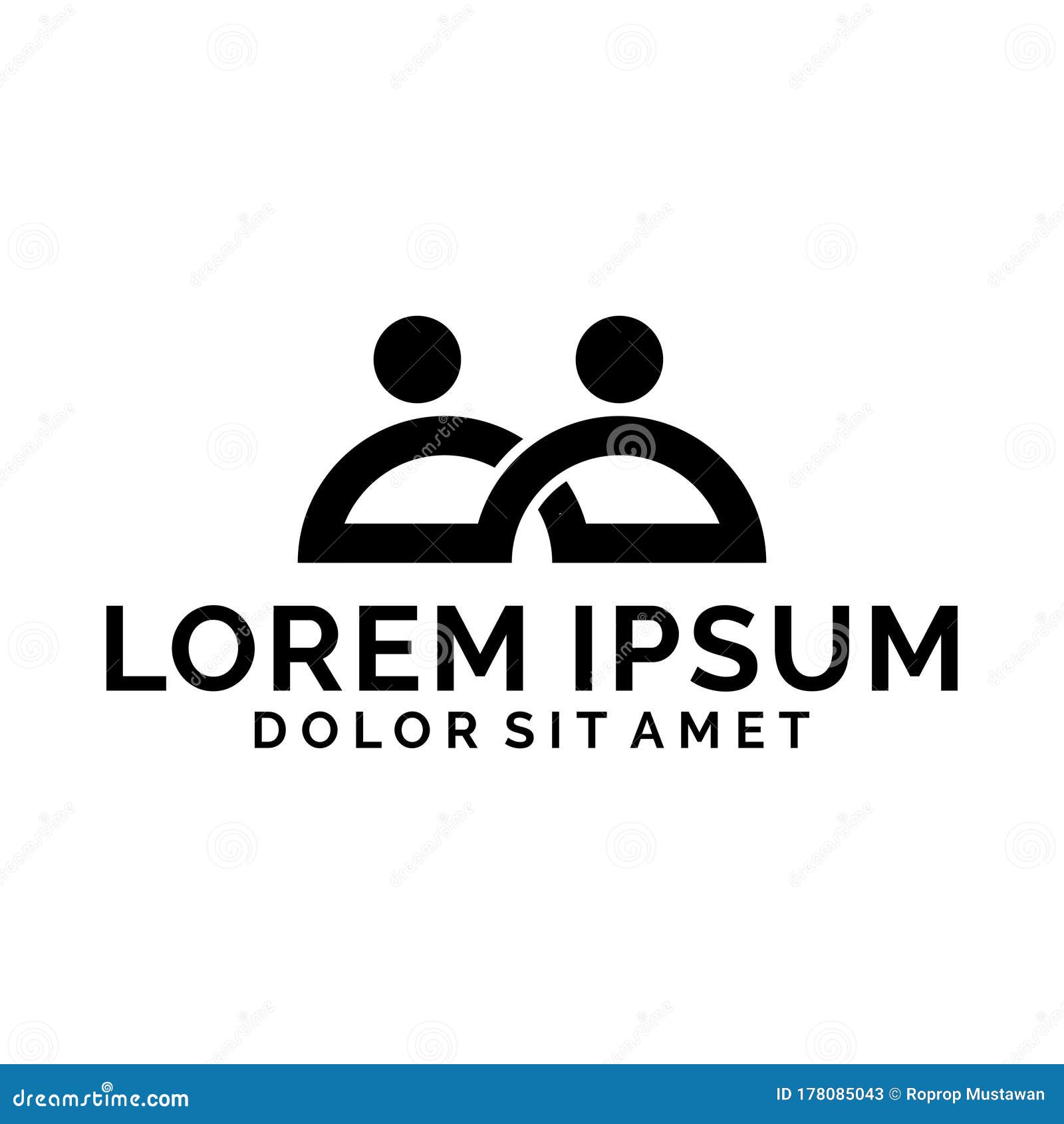 Teamwork Icon Logo Template With Two Human Or People Symbol Royalty ...