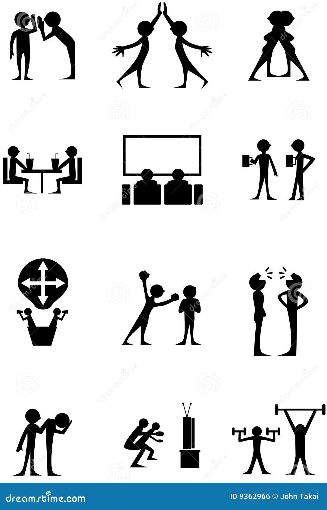 Teamwork Icon Set: Black and Whiet Stock Vector - Illustration of team ...
