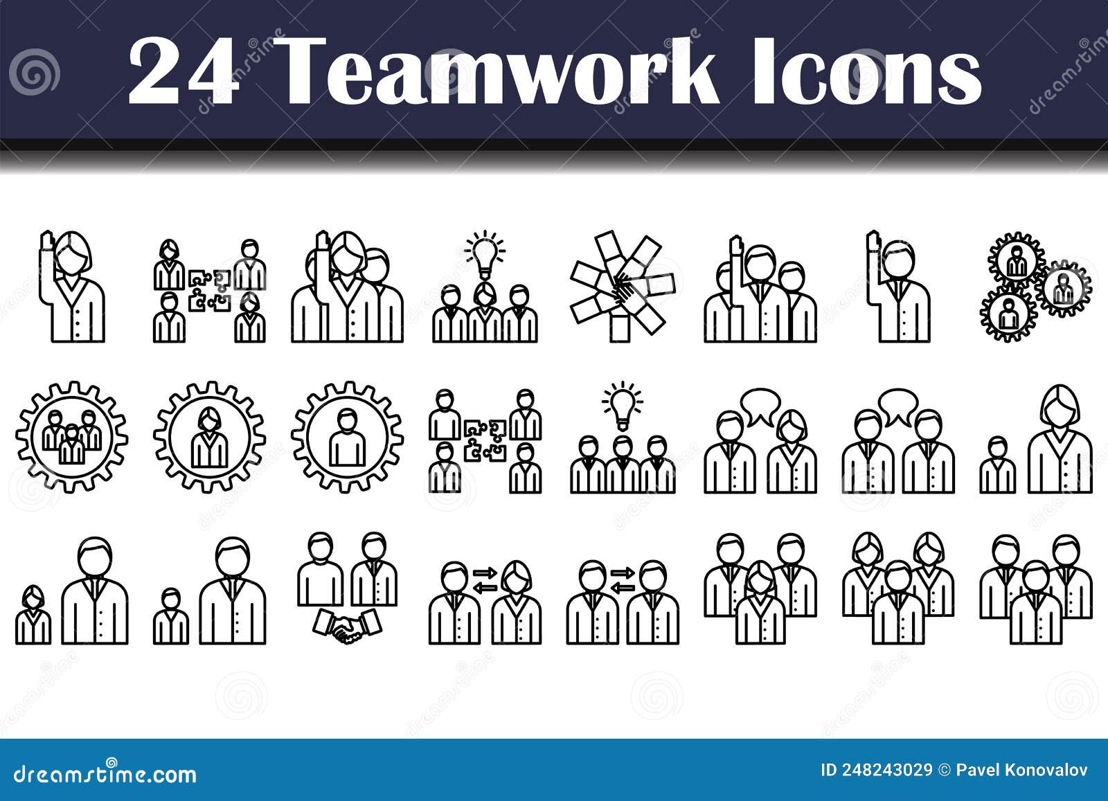 Teamwork Icon Set stock vector. Illustration of catteamwork - 248243029
