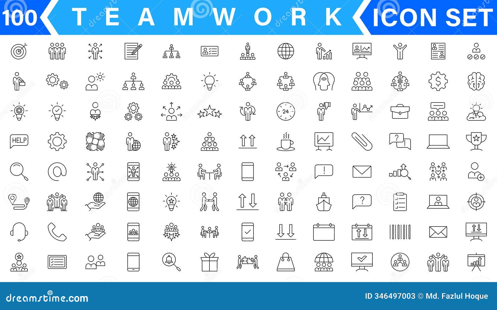 Teamwork Icon Set. Business Team Working Together Symbol. Co-worker ...