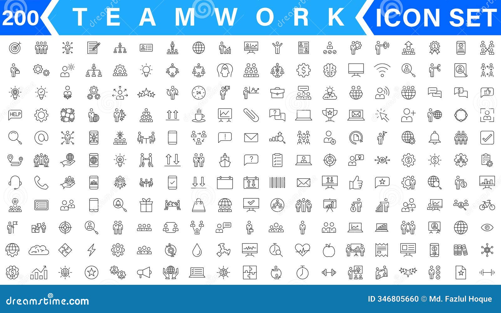 Teamwork Icon Set. Business Team Working Together Symbol. Co-worker ...