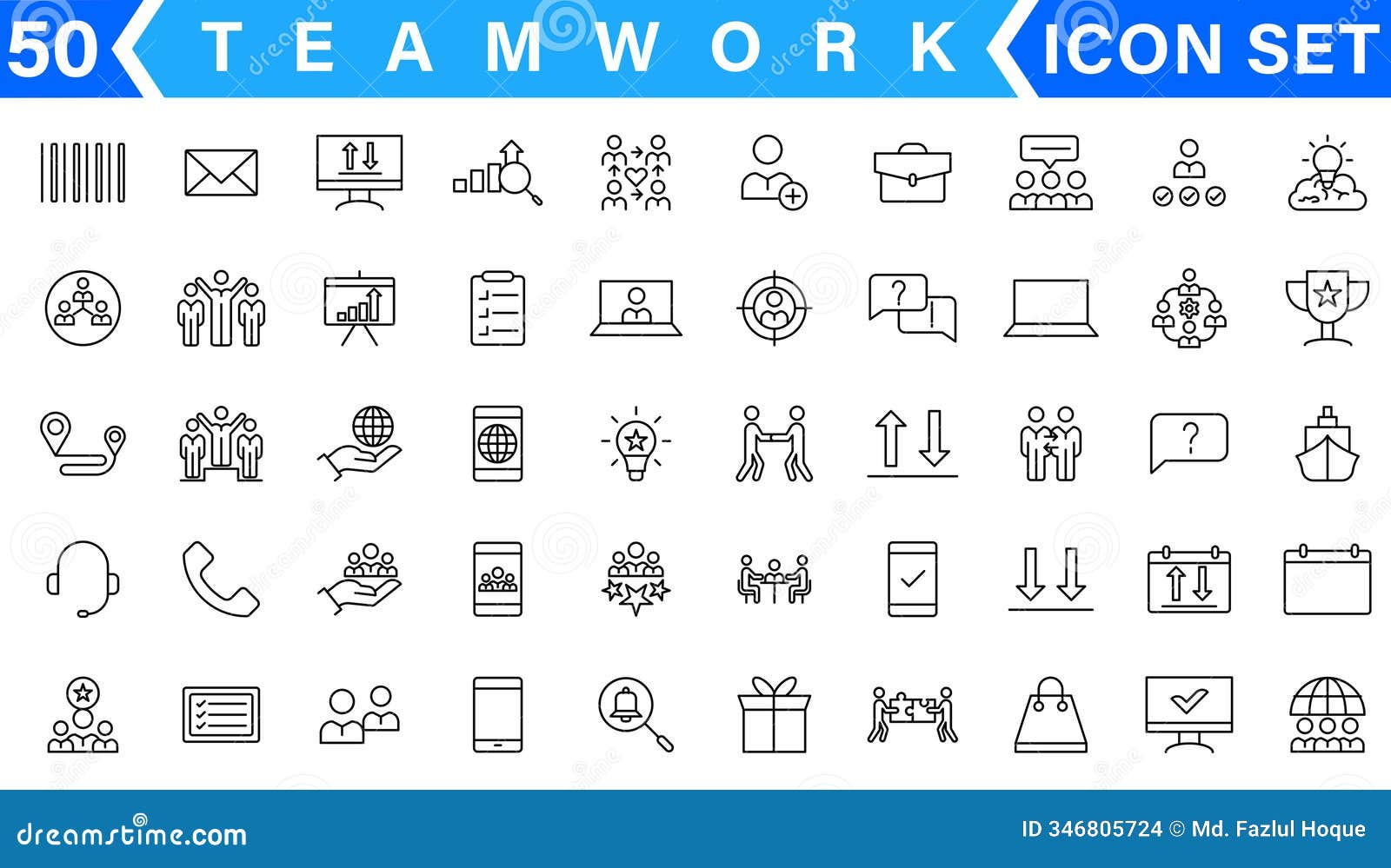 Teamwork Icon Set. Business Team Working Together Symbol. Co-worker ...