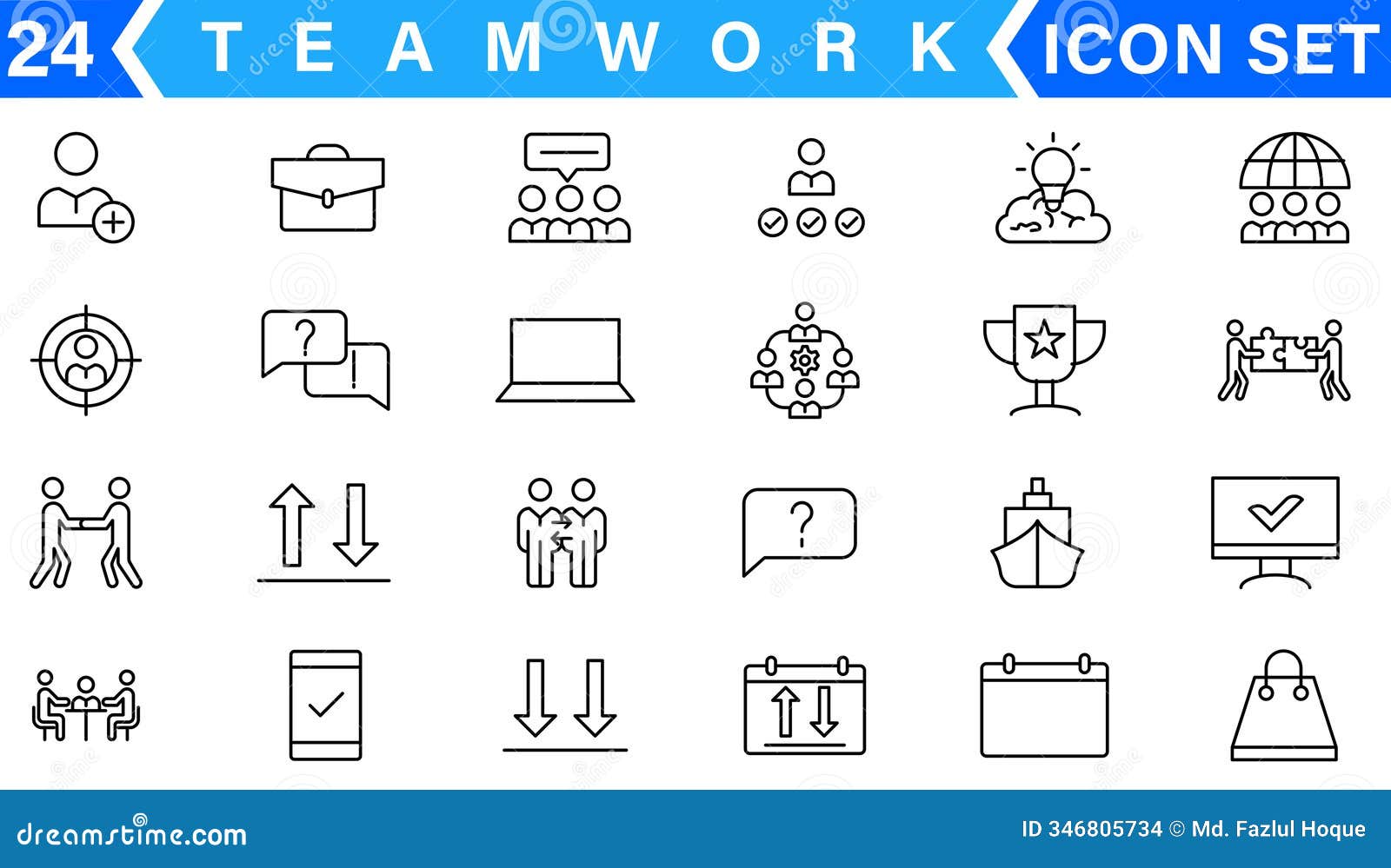 Teamwork Icon Set. Business Team Working Together Symbol. Co-worker ...