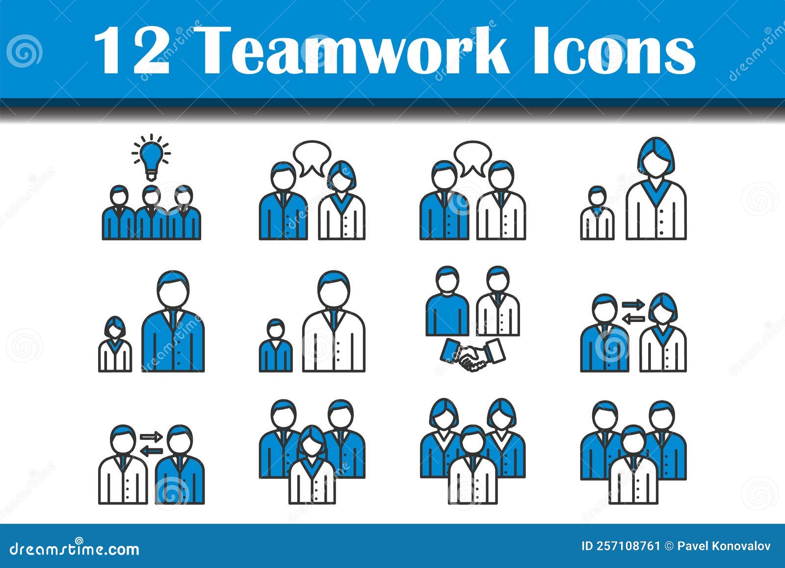 Teamwork Icon Set stock vector. Illustration of leader - 257108761