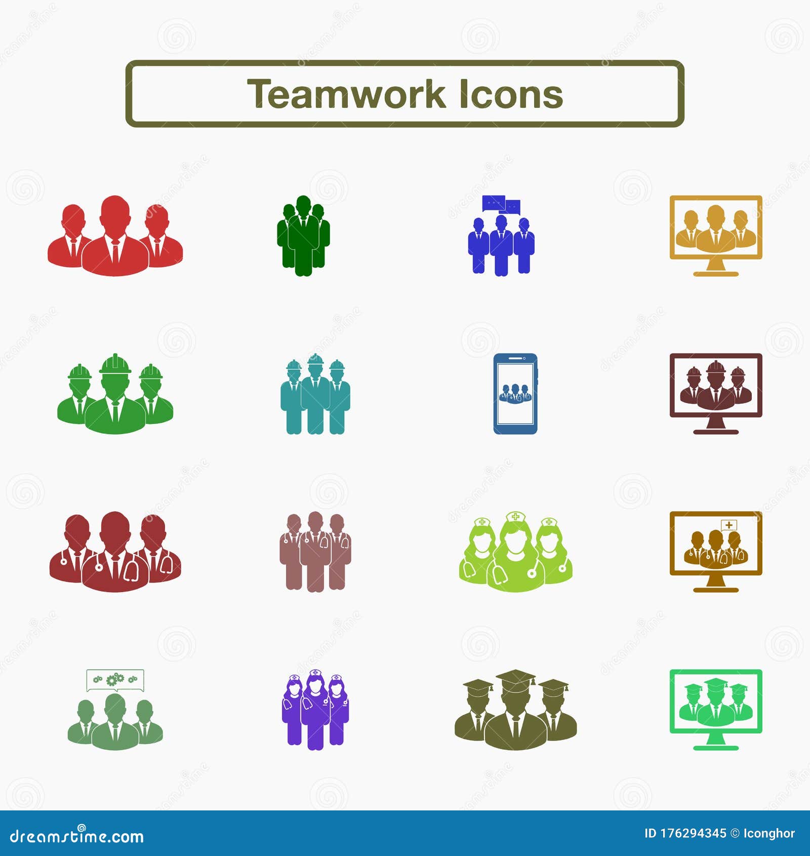 Teamwork Icon set. stock vector. Illustration of leader - 176294345