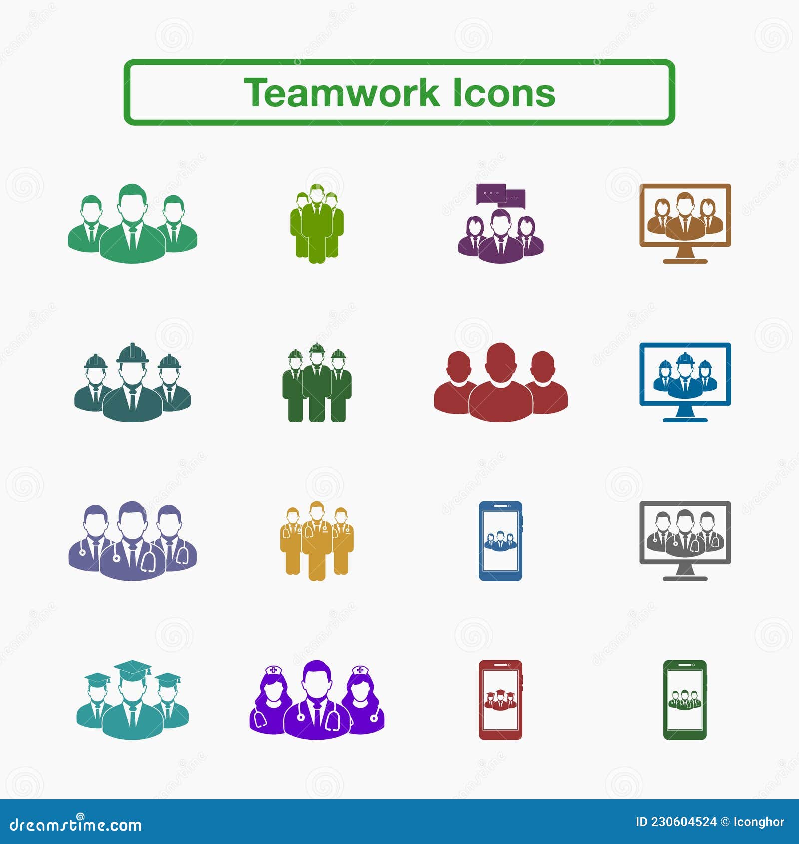 Teamwork Icon set. stock vector. Illustration of team - 230604524