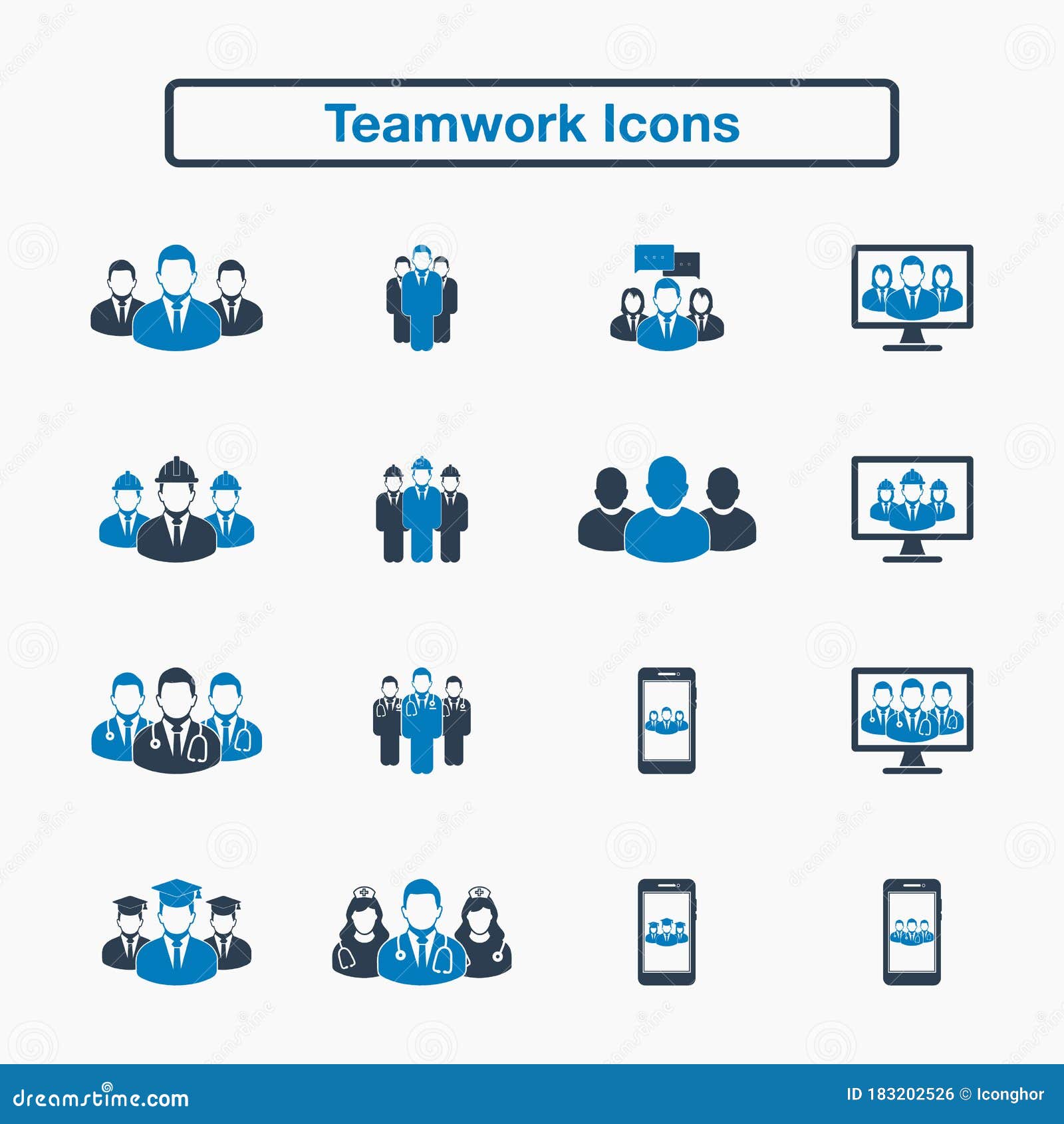Teamwork Icon set. stock vector. Illustration of corporate - 183202526
