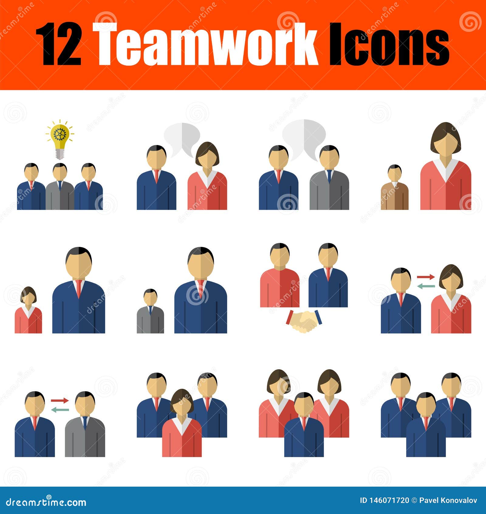 Teamwork Icon Set stock vector. Illustration of cooperation - 146071720