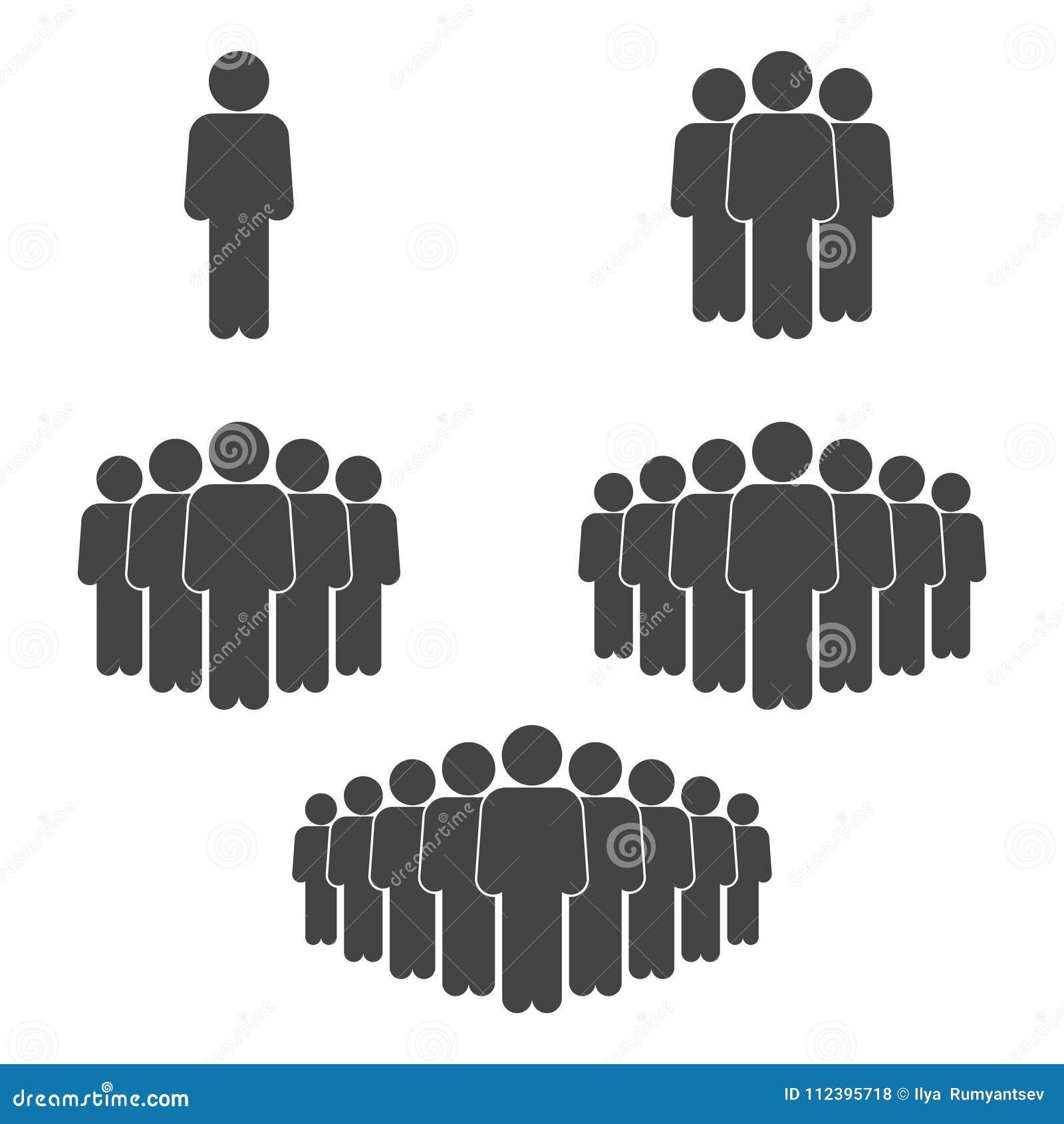 Teamwork Icon Set, Man Silhouette Stock Vector - Illustration of ...